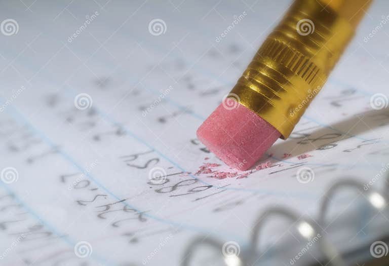 Erasing a Mistake on a Piece of Paper. Stock Photo - Image of pencil ...