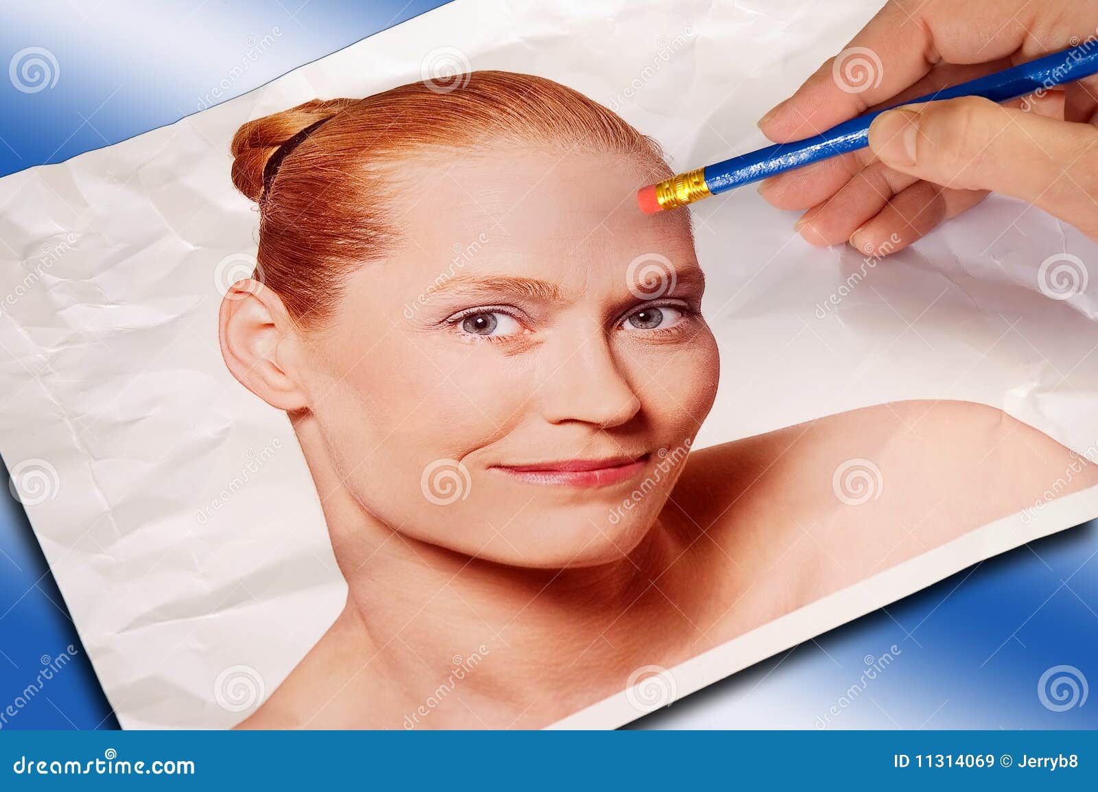 Erasing wrinkles on model stock image. Image of erase - 11314069