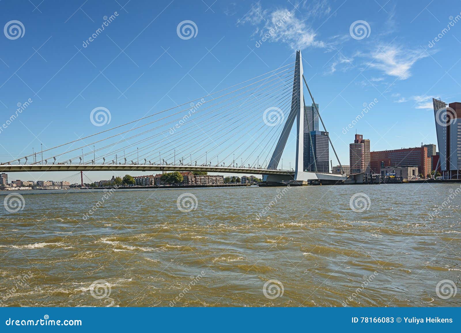 Erasmus Bridge with on the Right De Building Tower on South. Editorial ...