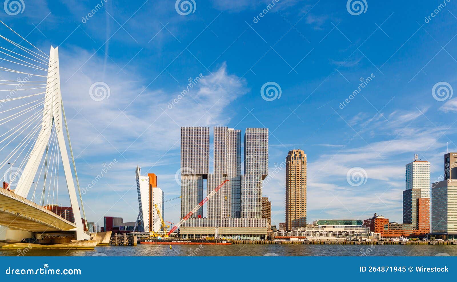 Erasmus Bridge in Rotterdam in the Netherlands, Next To Rotterdam ...