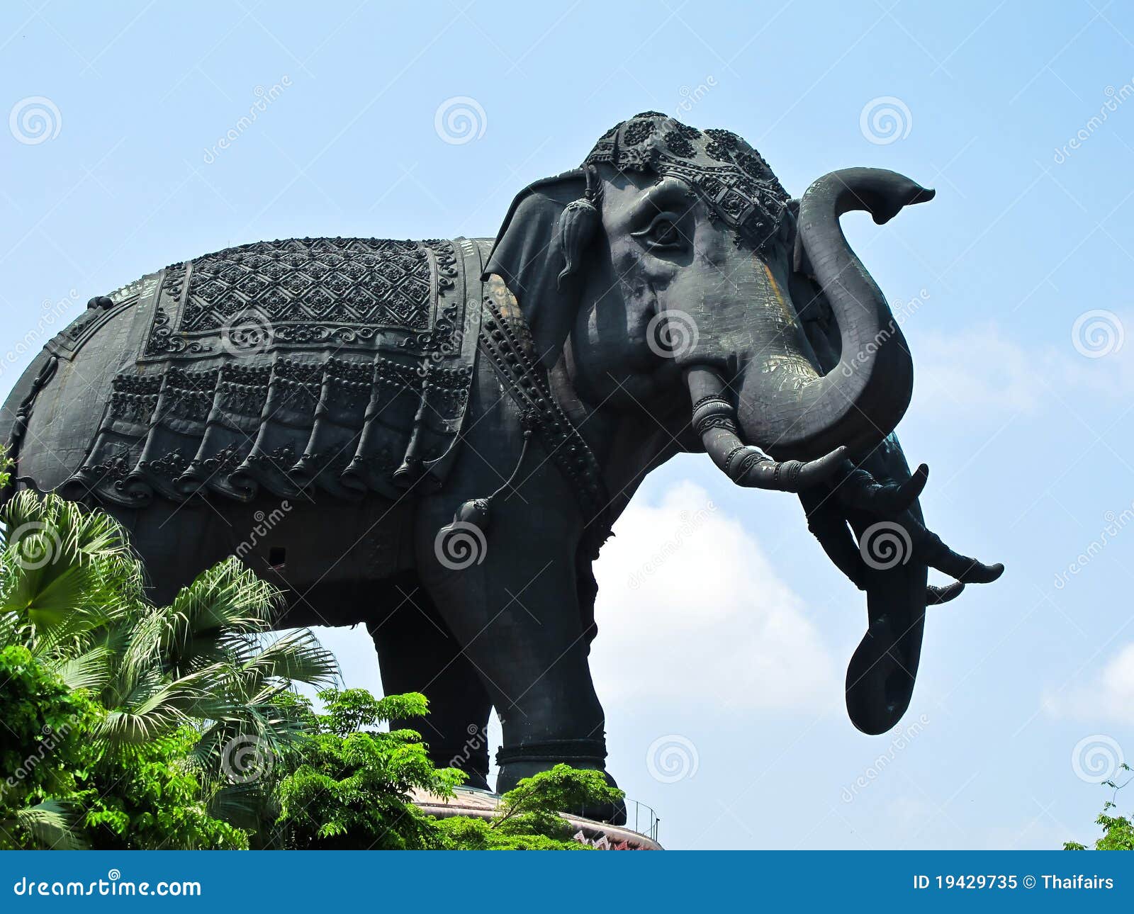 Erawan Elephant Status with Blue Sky (Horizontal) Stock Image - Image ...