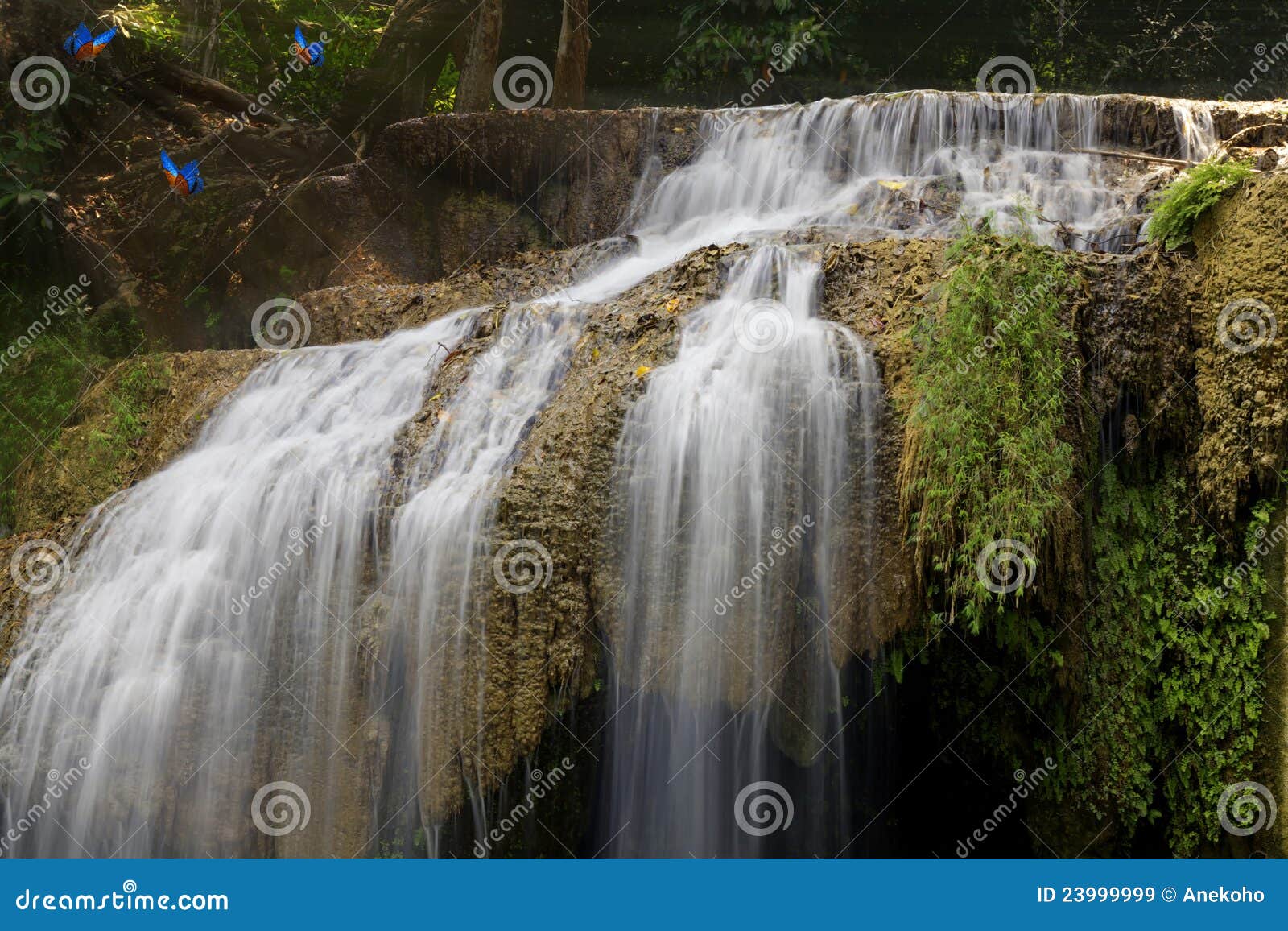 Erawan Waterfall stock image. Image of cool, purity, park - 23999999