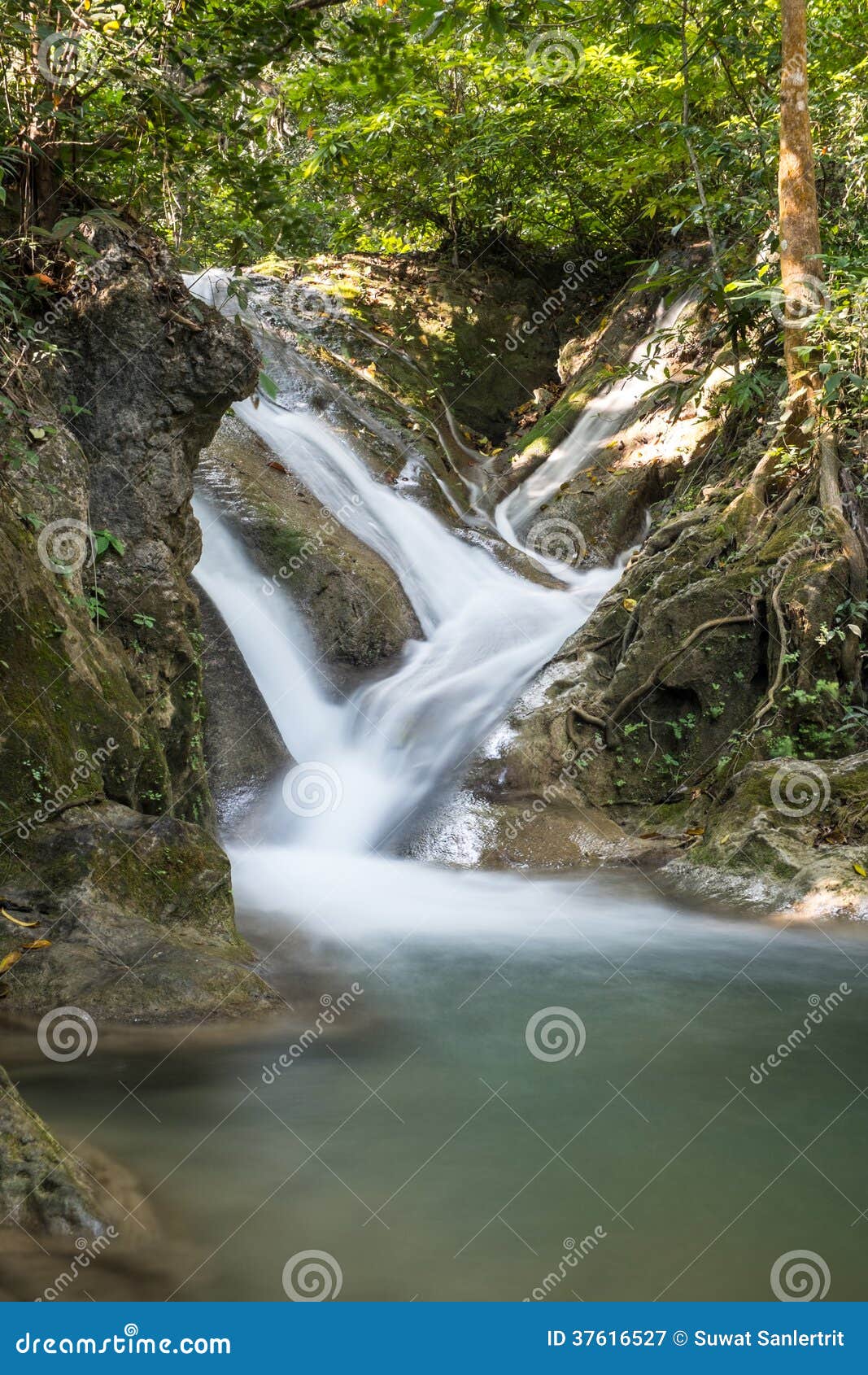 Erawan Waterfall stock image. Image of rock, park, nature - 37616527
