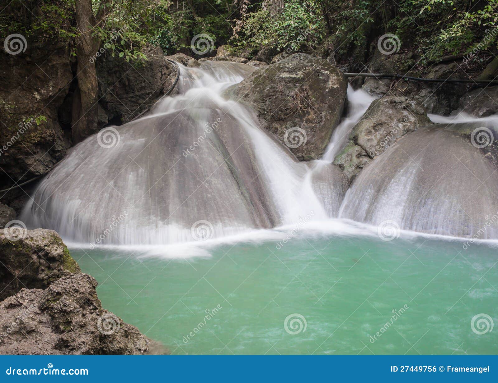 Erawan Waterfall, Level 4 Kanchanaburi, Thailand Stock Photo - Image of ...