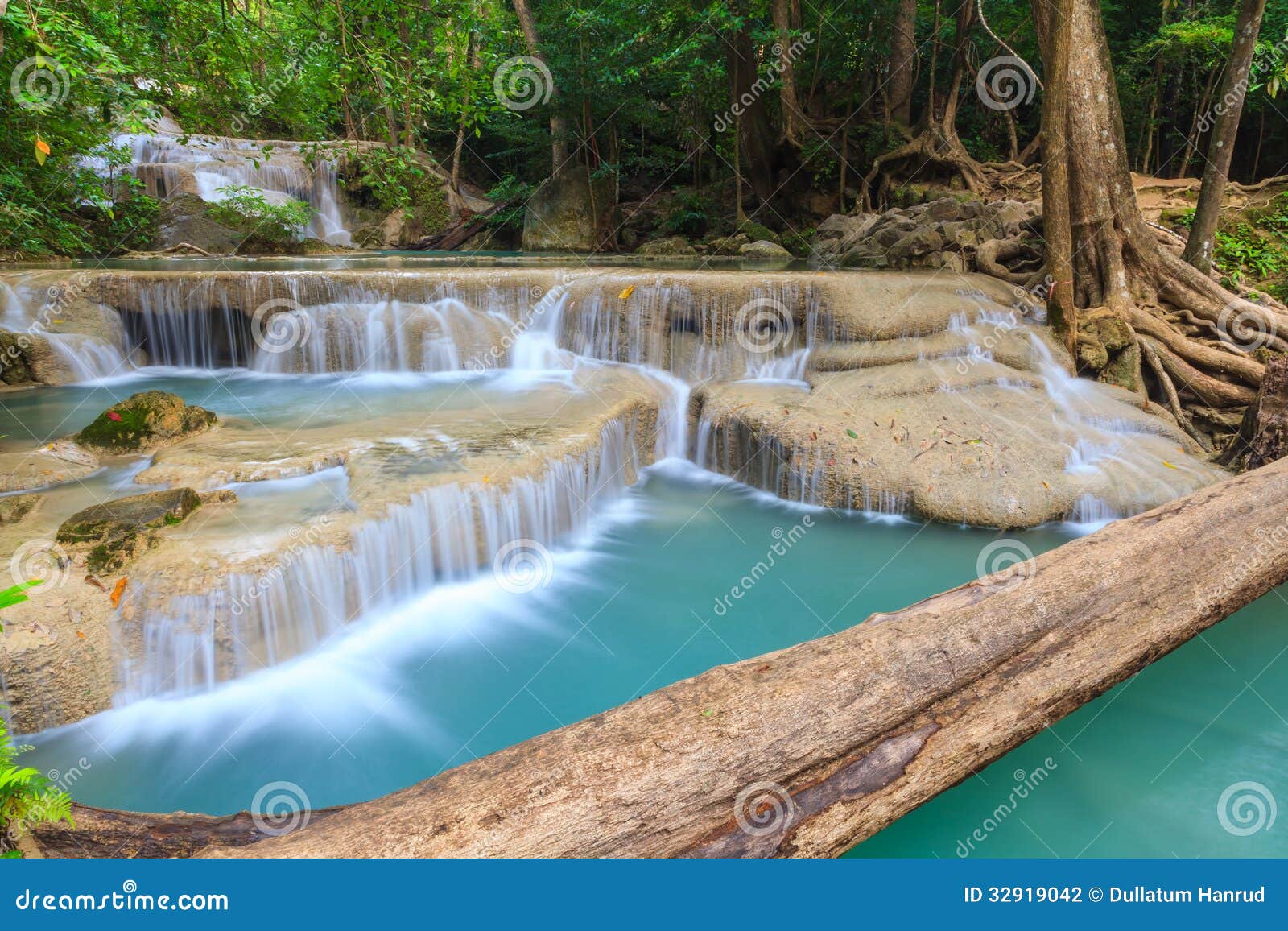Erawan waterfall level 1. stock photo. Image of features - 32919042