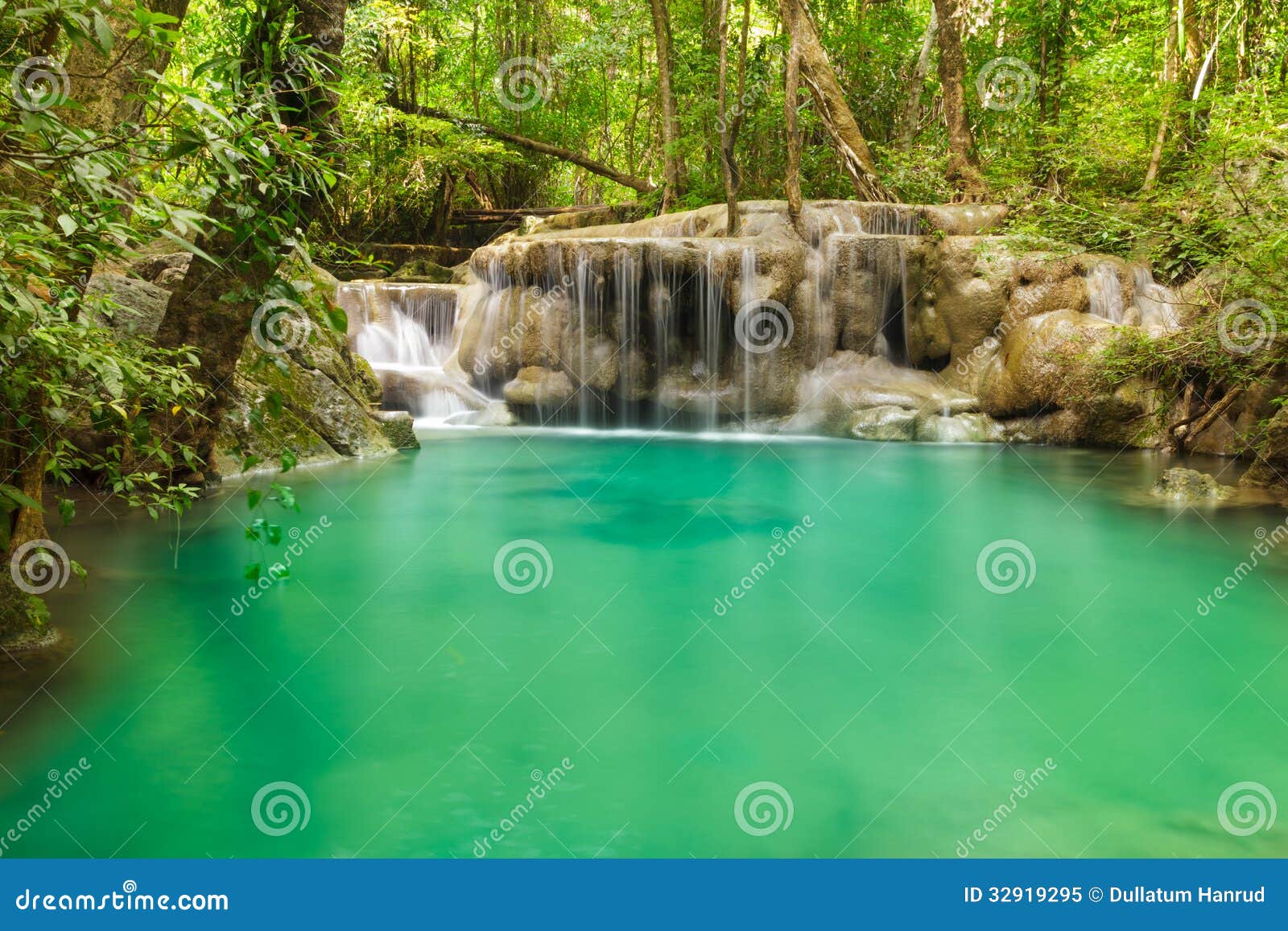 Erawan waterfall level 5. stock image. Image of lake - 32919295