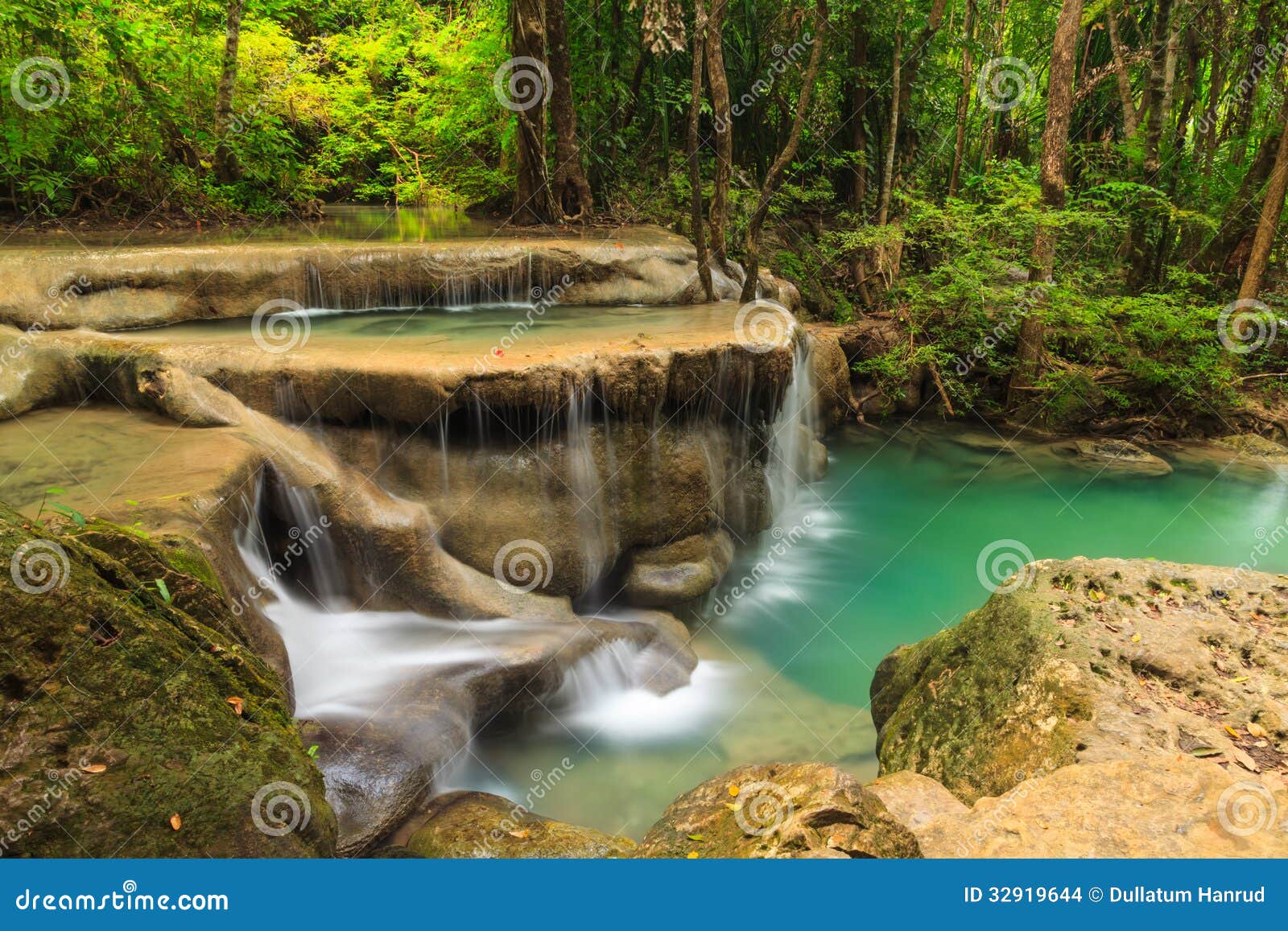 Erawan waterfall level 5. stock photo. Image of spring - 32919644