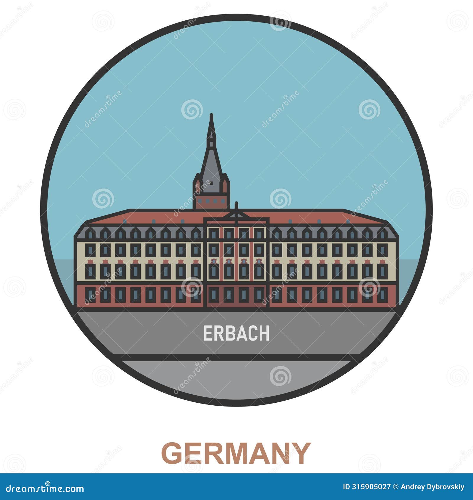 Erbach City Of German Map Vector Illustration, Vector Template With ...