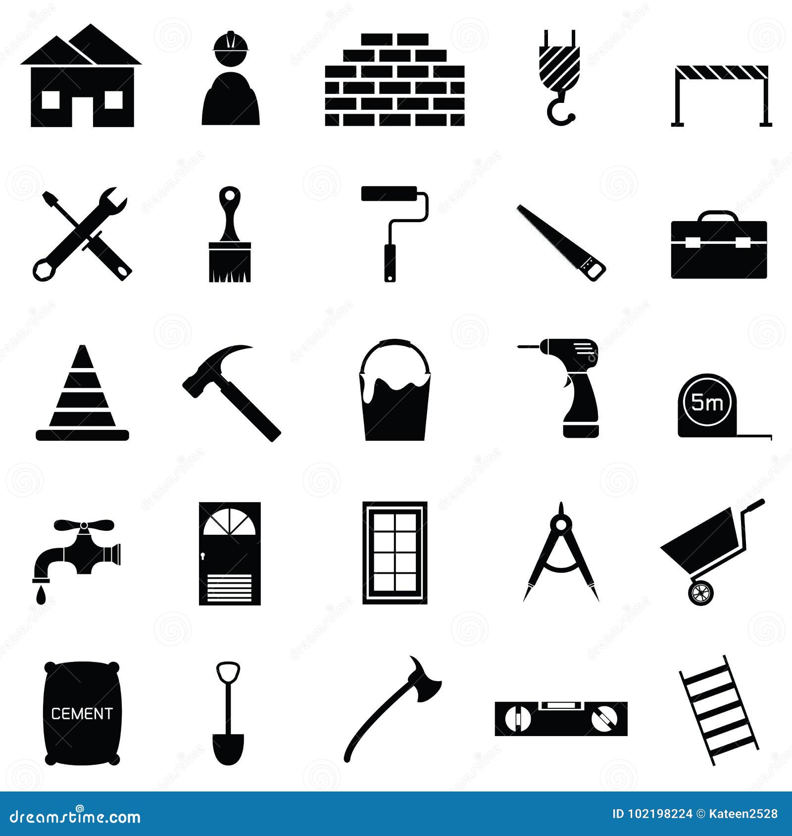 Erbauer Icon Set vektor abbildung. Illustration von erneuerung - 102198224