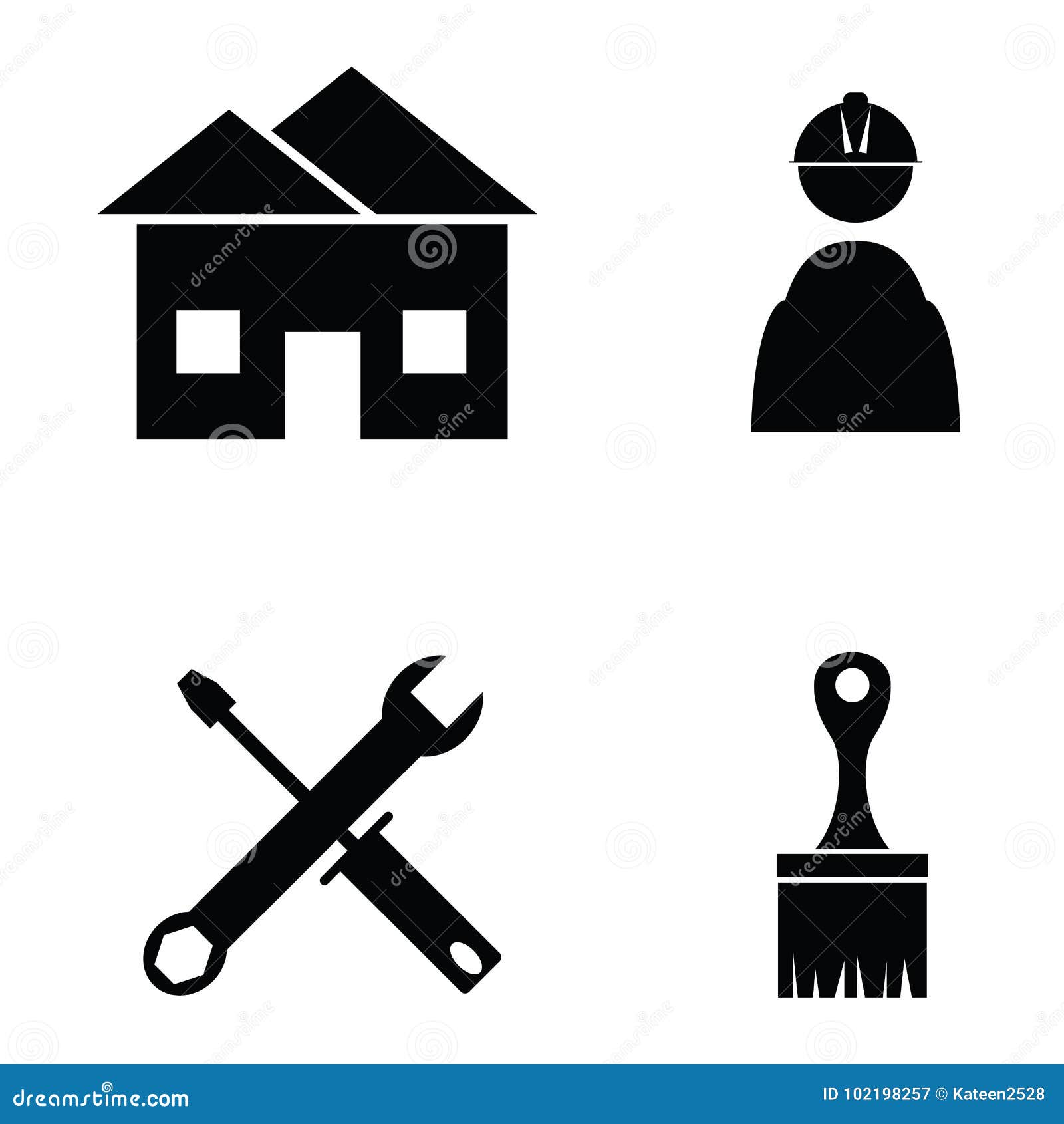 Erbauer Icon Set vektor abbildung. Illustration von gebäude - 102198257