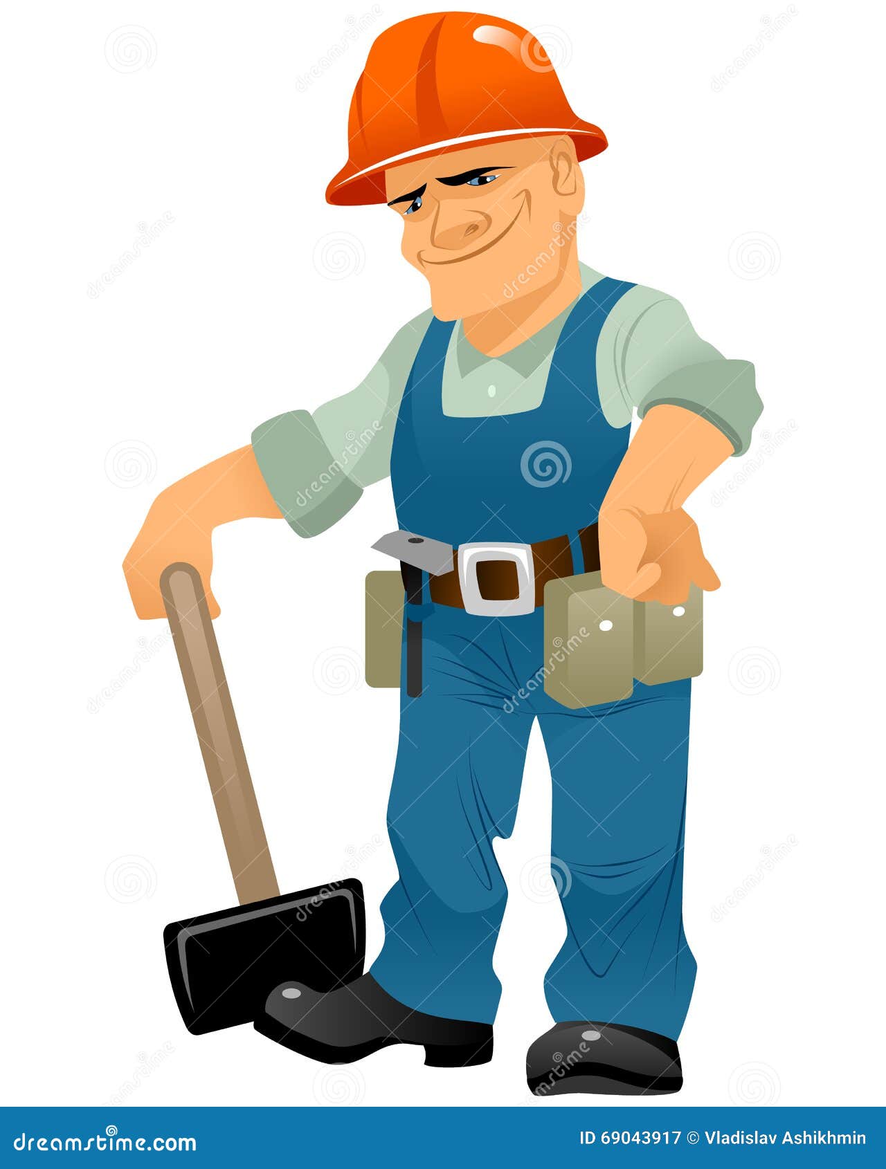 Erbauer mit Schmiedehammer vektor abbildung. Illustration von stärke ...