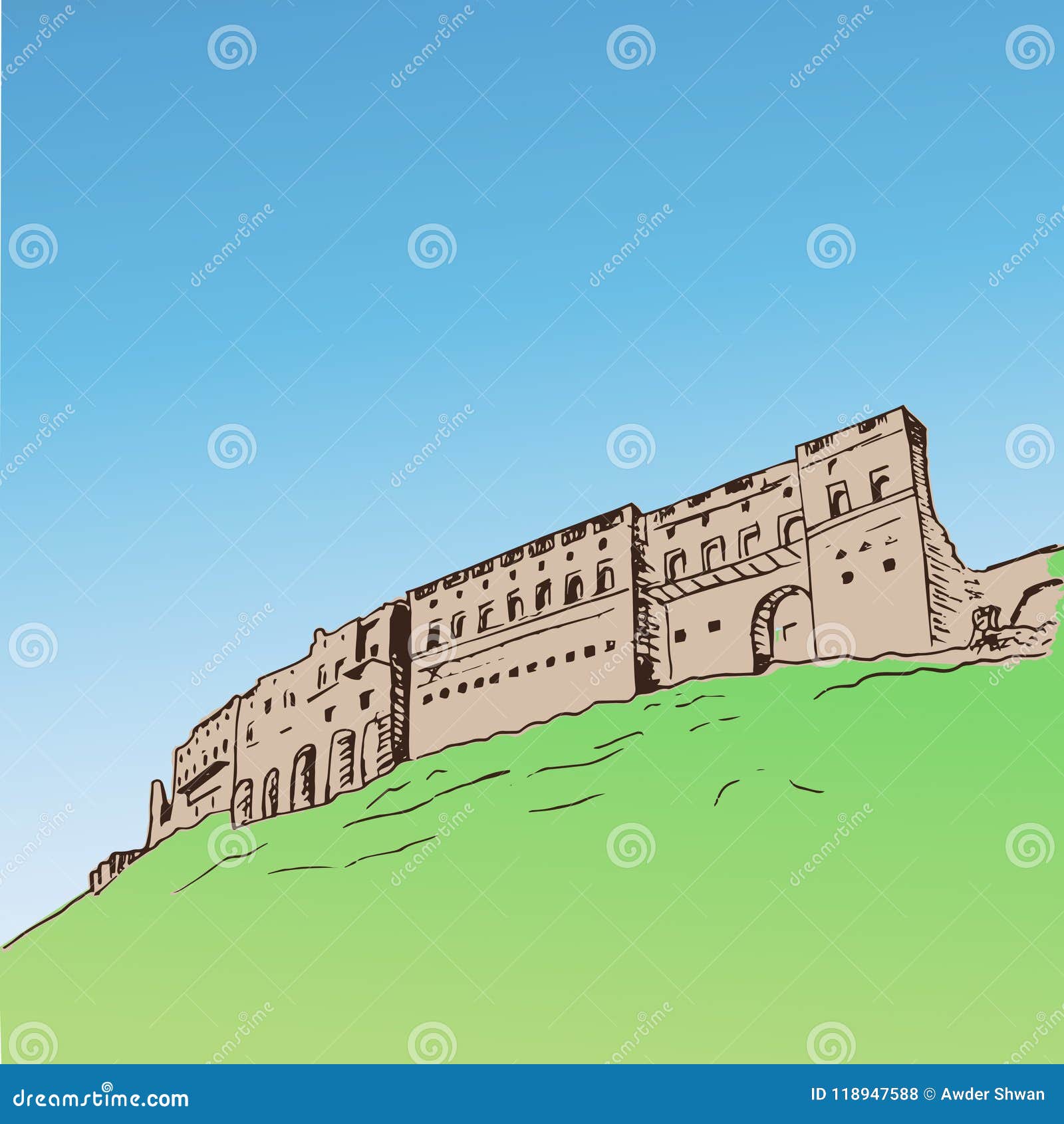 Erbil Citadel Kurdistan of Iraq Stock Illustration - Illustration of ...