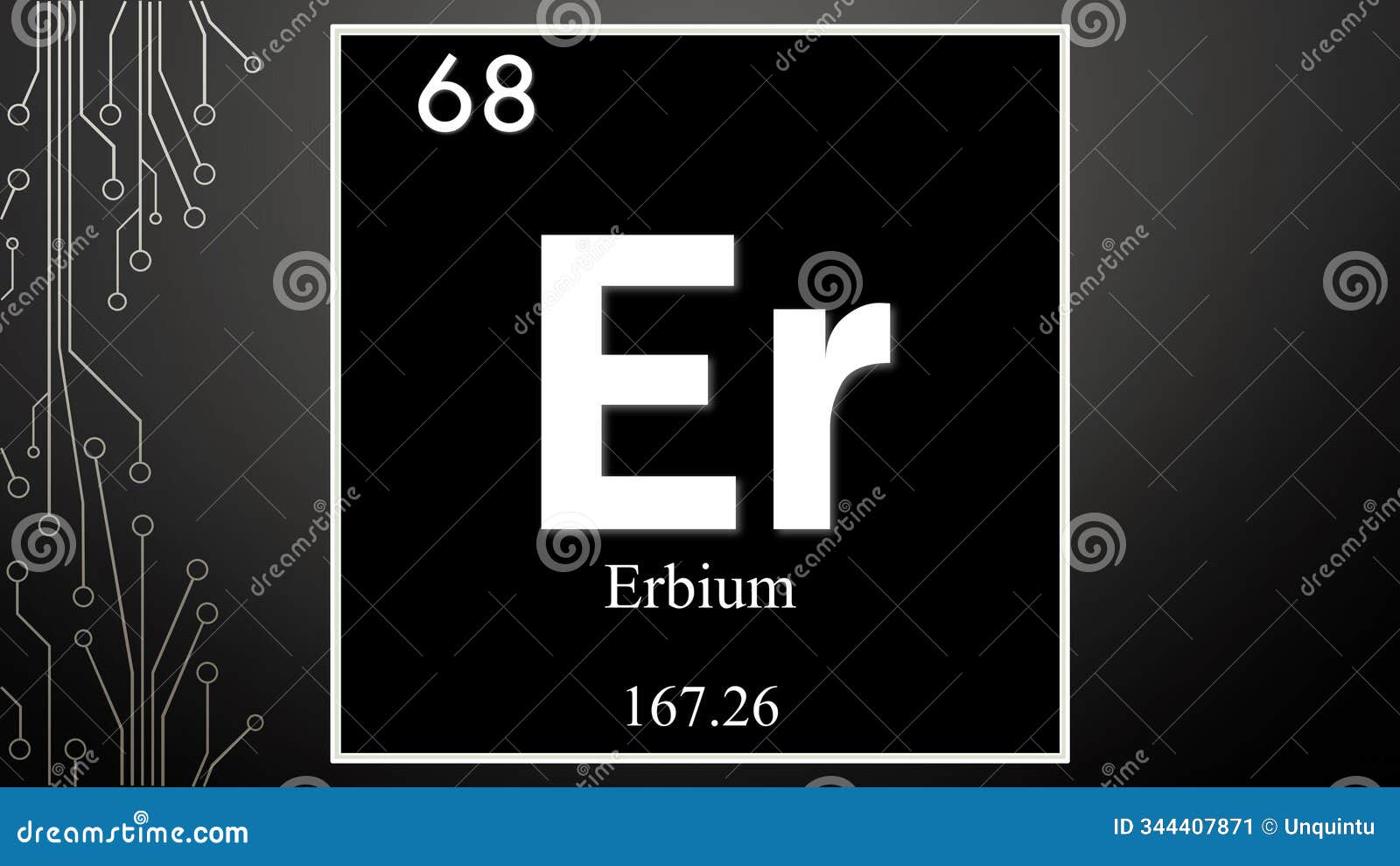 Erbium Chemical Element Symbol on Black Abstract Background Stock ...