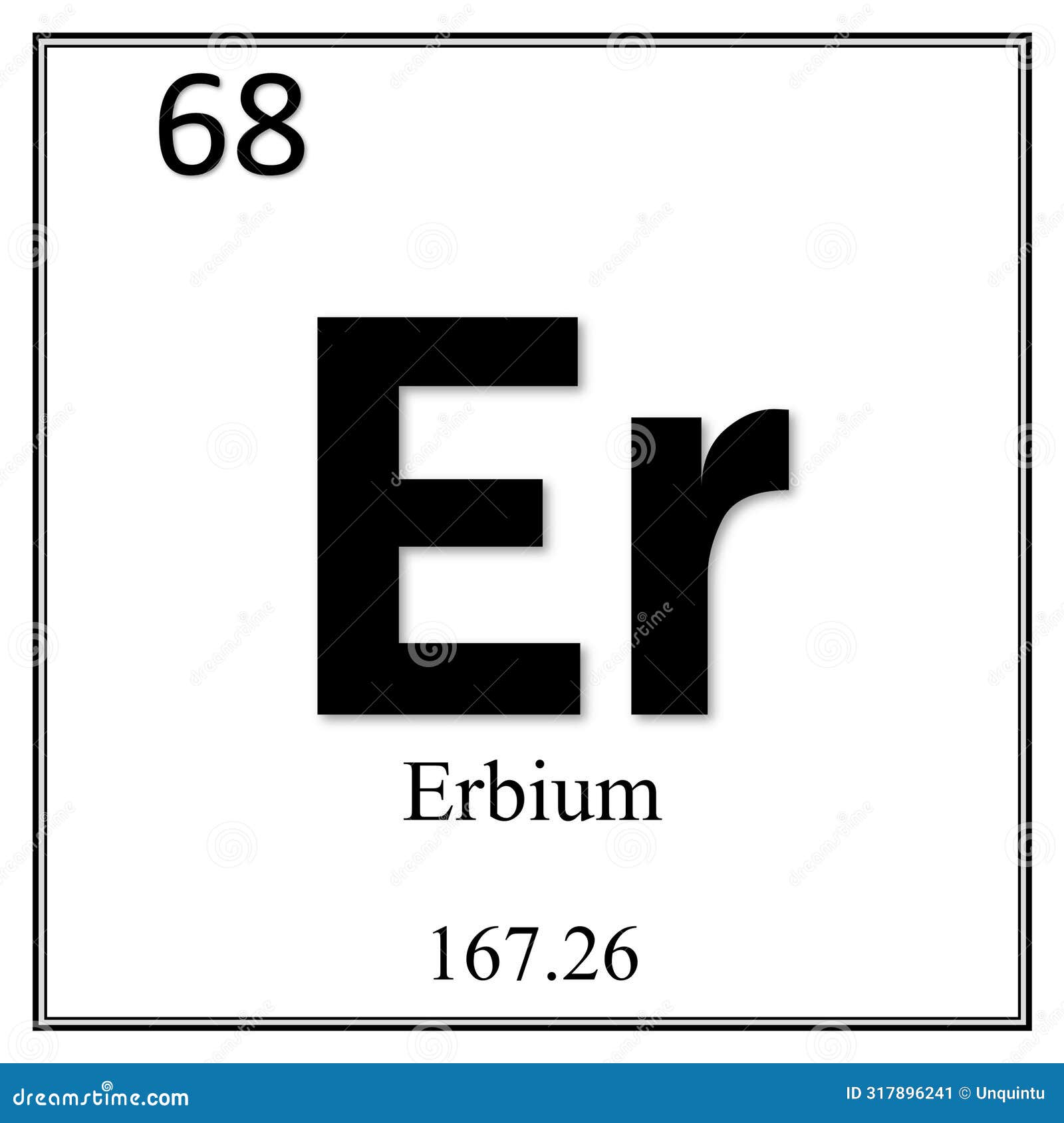 Erbium Chemical Element Symbol On White Background Stock Illustration Illustration Of Periodic