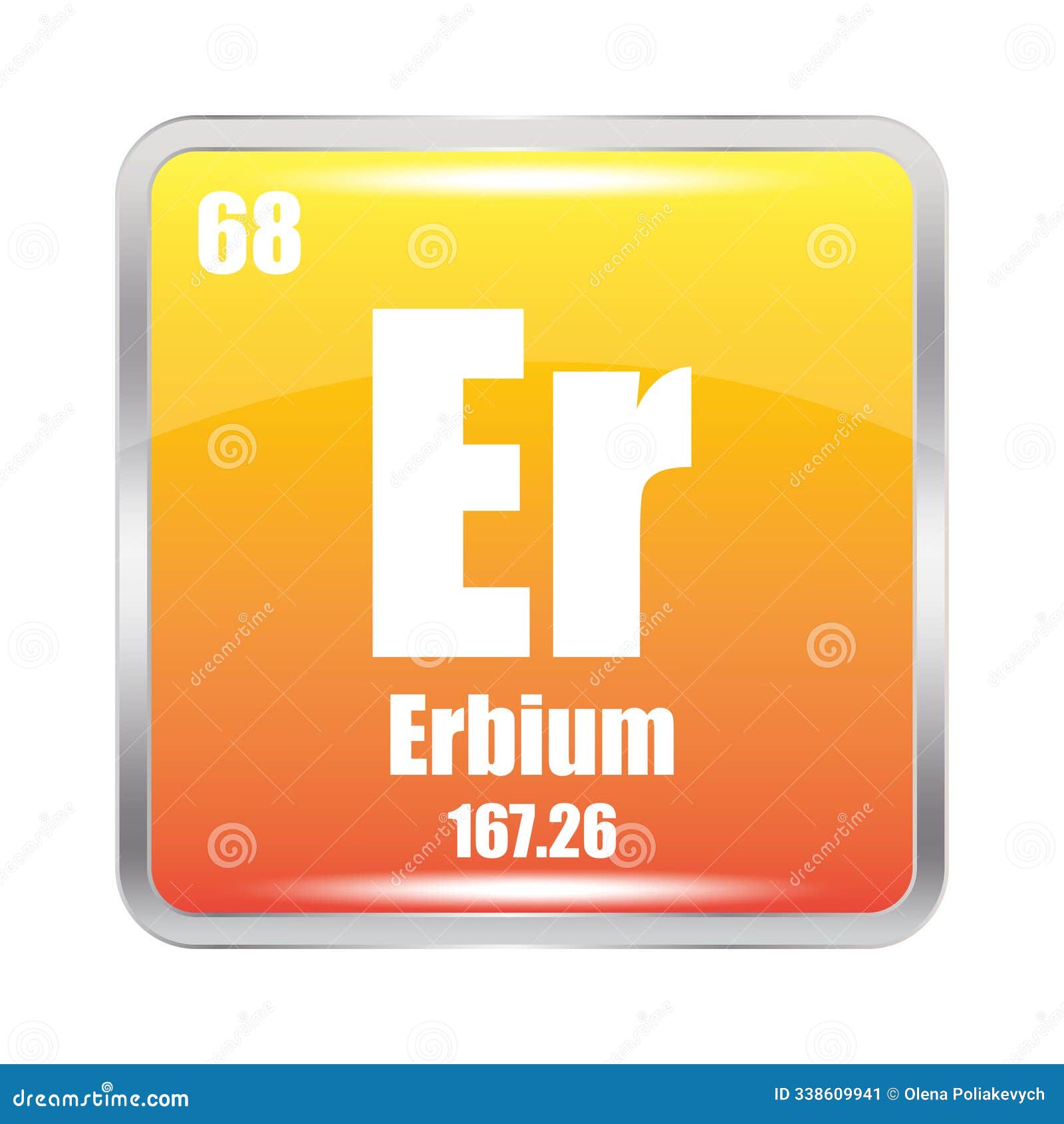 Erbium Icon. Er Chemical Element. Atomic Number 68. Mass 167.26. Vector ...
