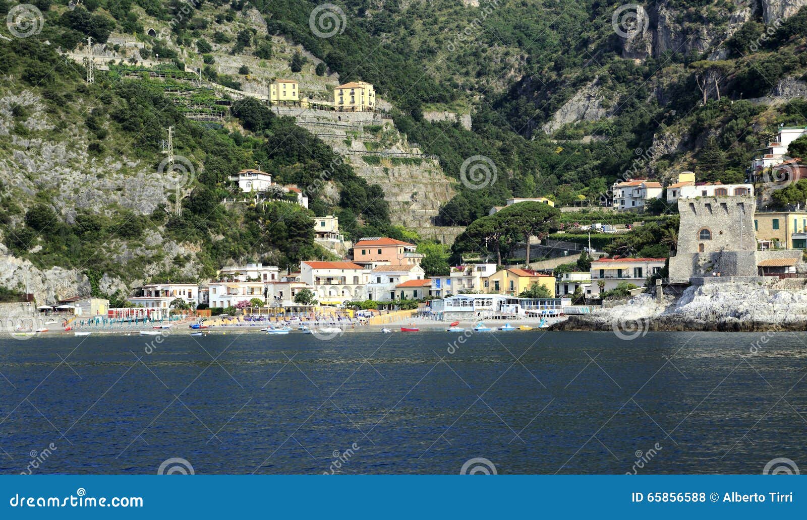 Erchie stock photo. Image of amalfi, view, landscape - 65856588