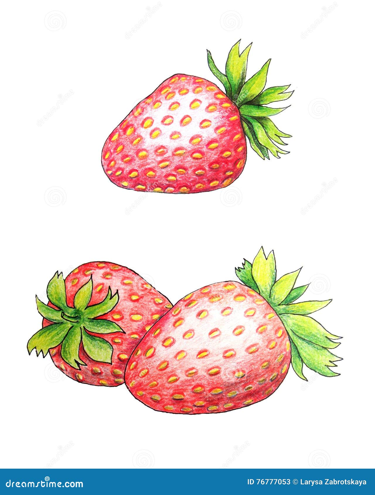 Erdbeere Gezeichnet Durch Farbbleistifte Stock Abbildung - Illustration ...