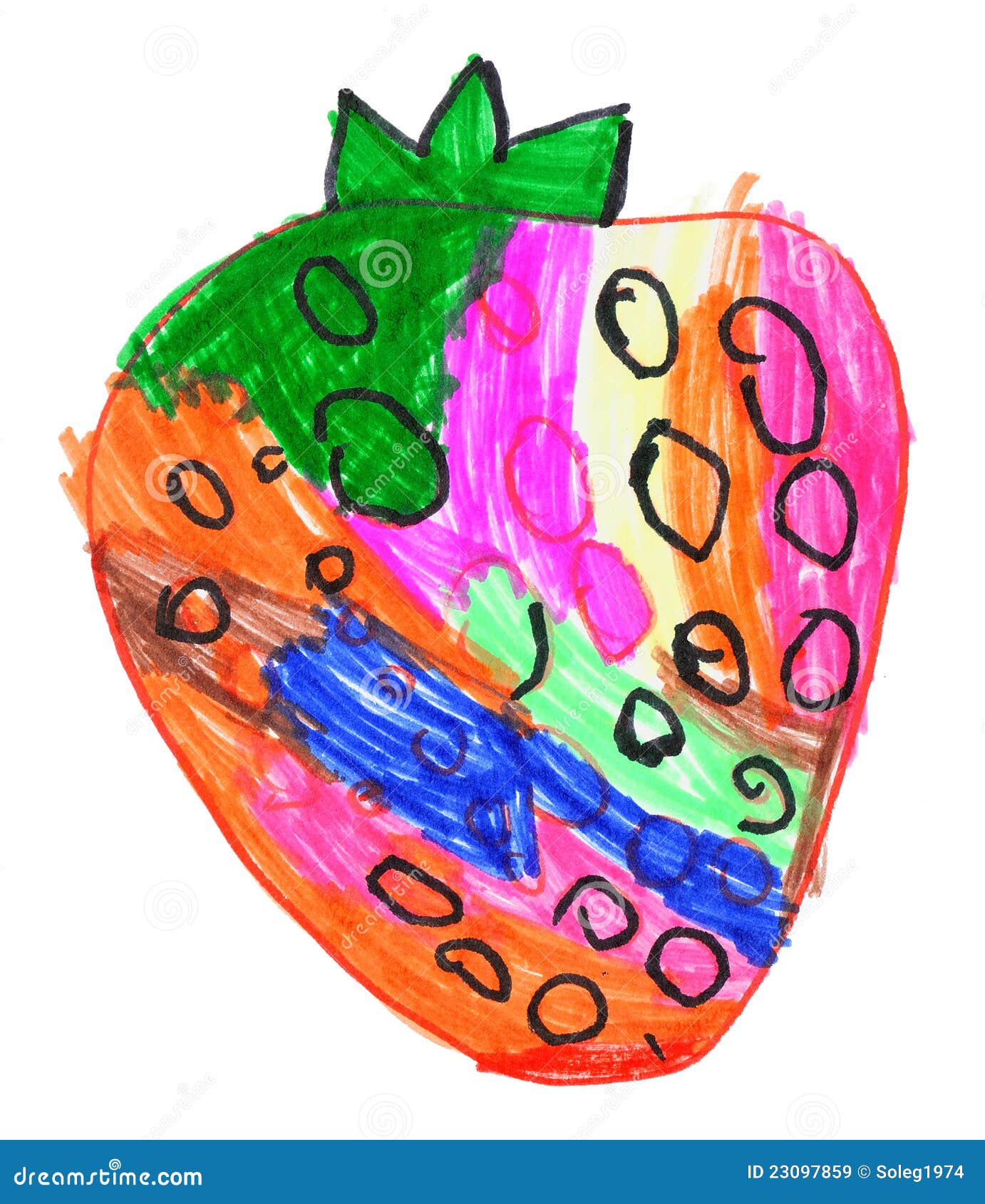 Erdbeere. Zeichnung Des Kindes Auf Papier. Stock Abbildung ...