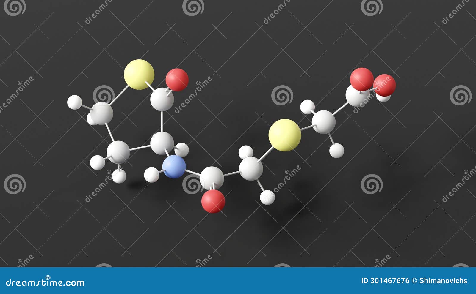 Erdosteine Molecular Structure, Mucolytic, Ball and Stick 3d Model ...