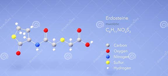 Erdosteine Molecule, Molecular Structures, Mucolytic, 3d Model ...