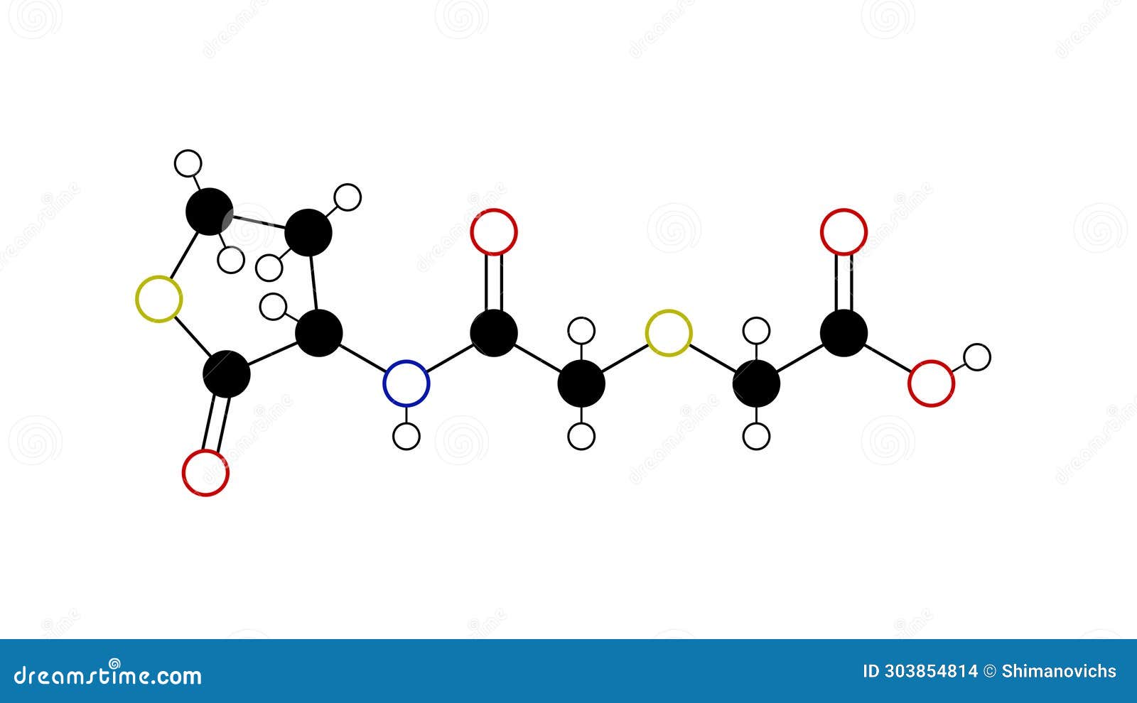 Erdosteine Molecule Structural Chemical Formula Ball And Stick Model Isolated Image Mucolytic