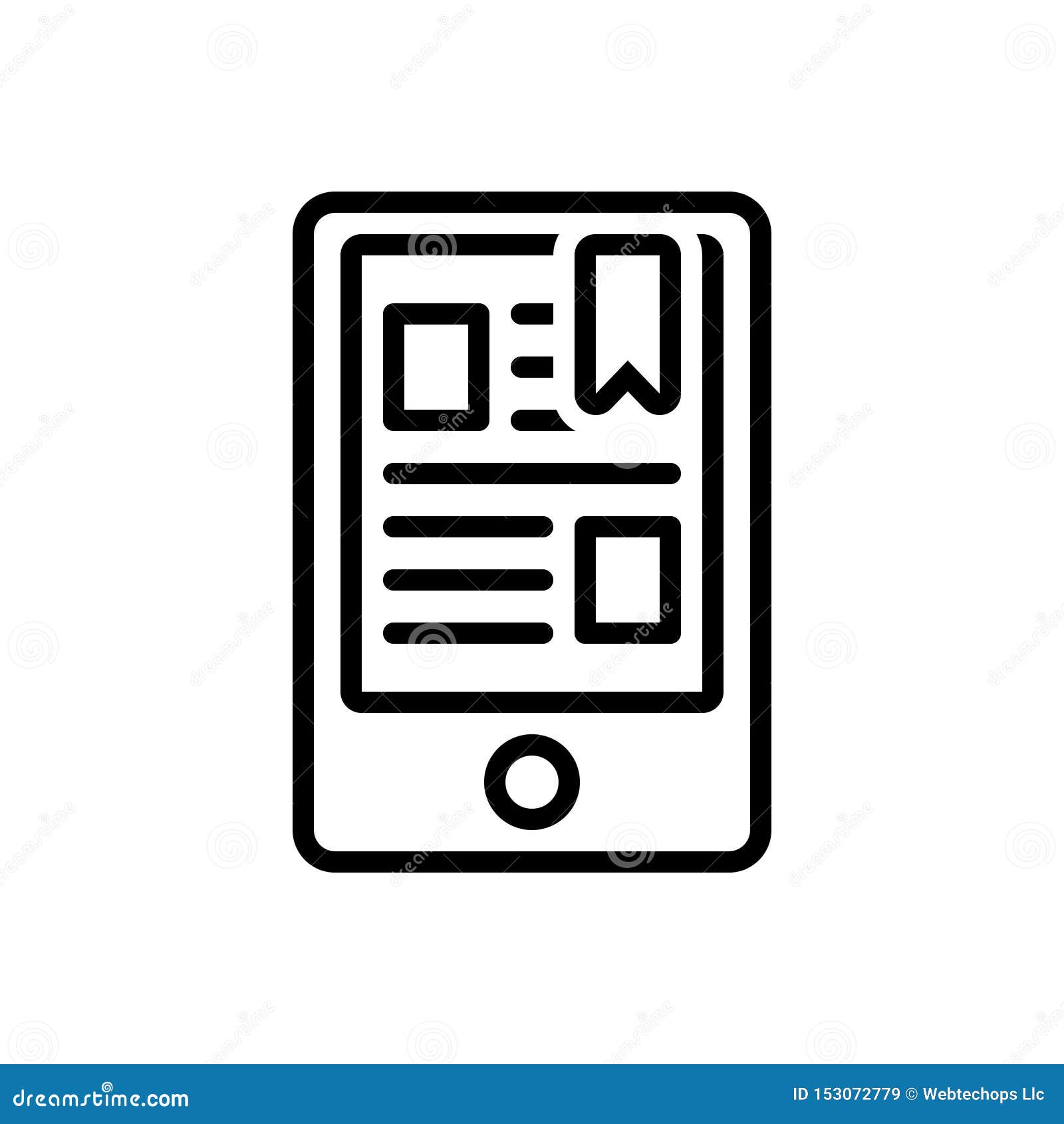 Black Line Icon for Ereader, Bookmark and Concept Stock Vector ...