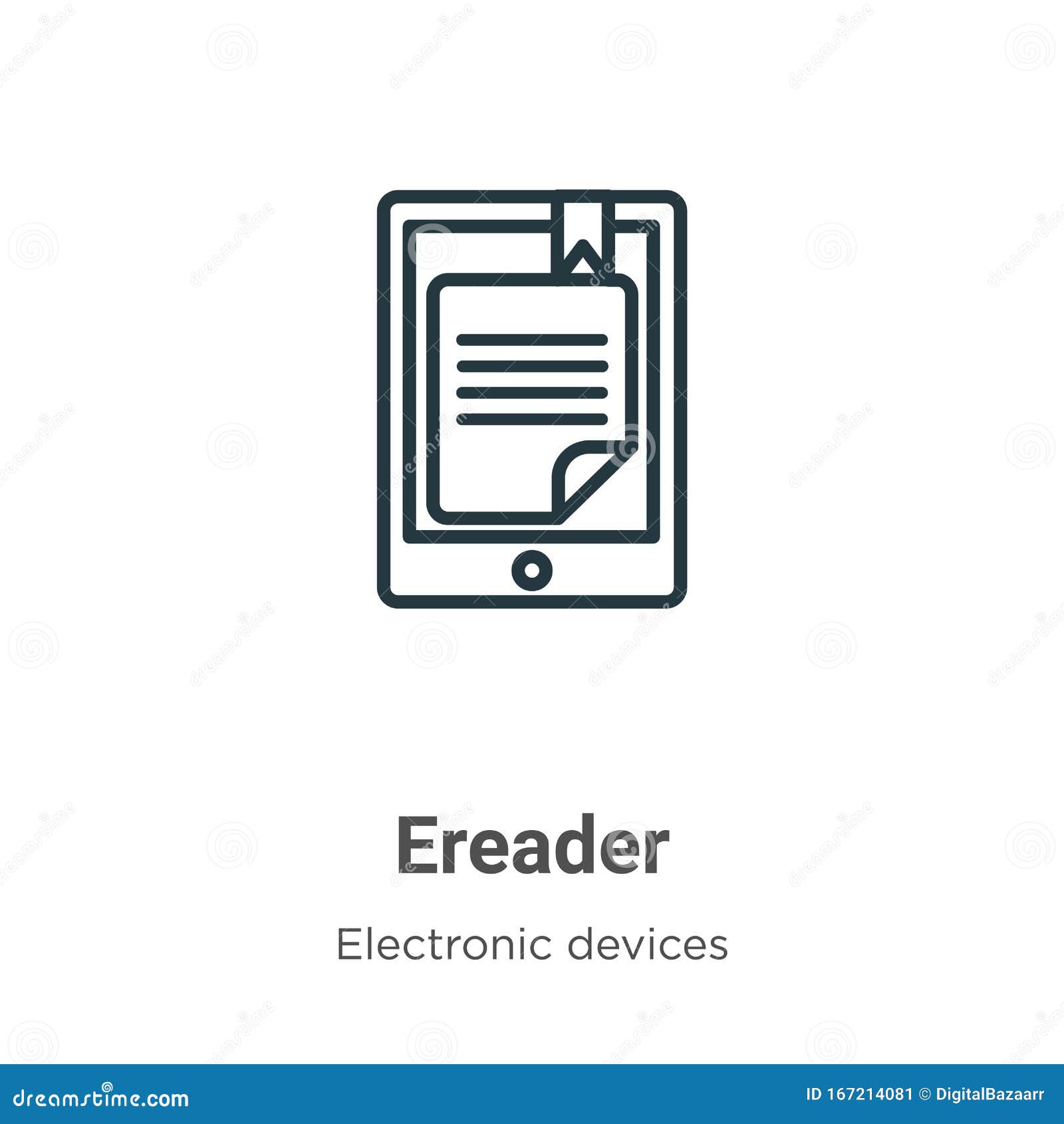 Ereader Outline Vector Icon. Thin Line Black Ereader Icon, Flat Vector ...