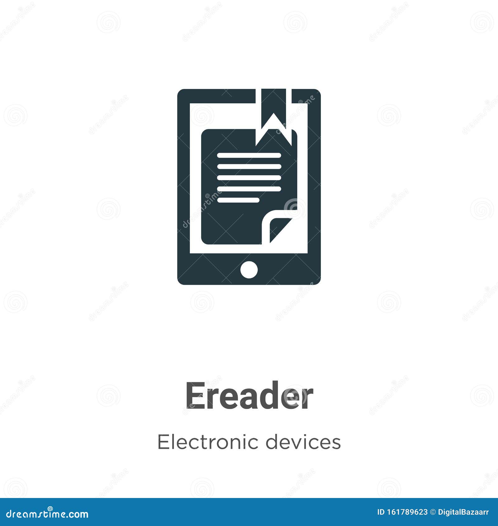 Ereader Vector Icon on White Background. Flat Vector Ereader Icon ...