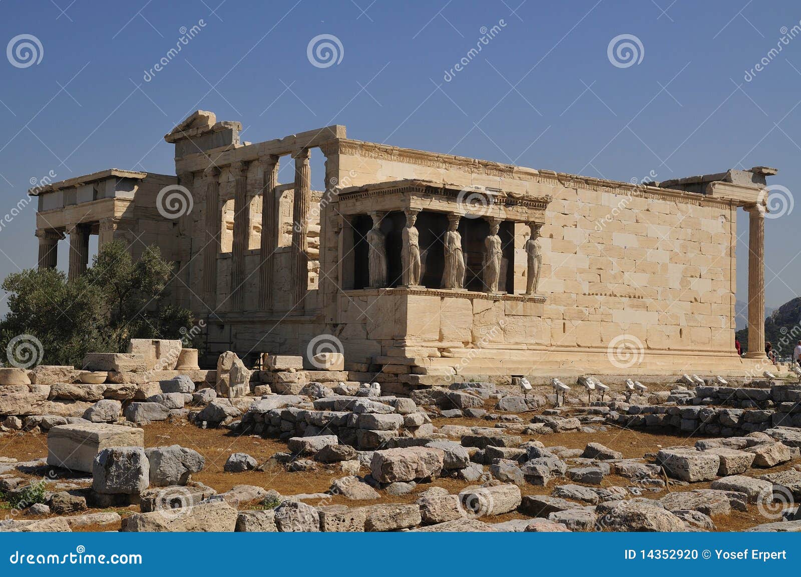 Erechtheion Temple Athens and Poseydon Stock Photo - Image of pediment ...