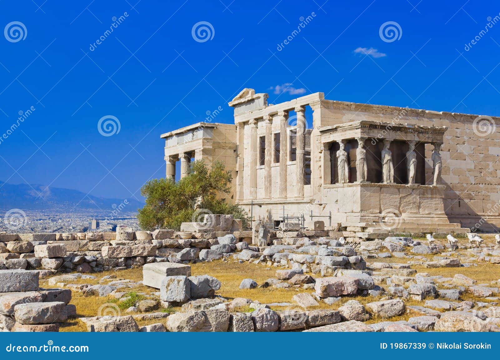 Erechtheum Temple In Acropolis At Athens, Greece Stock Image - Image of ...