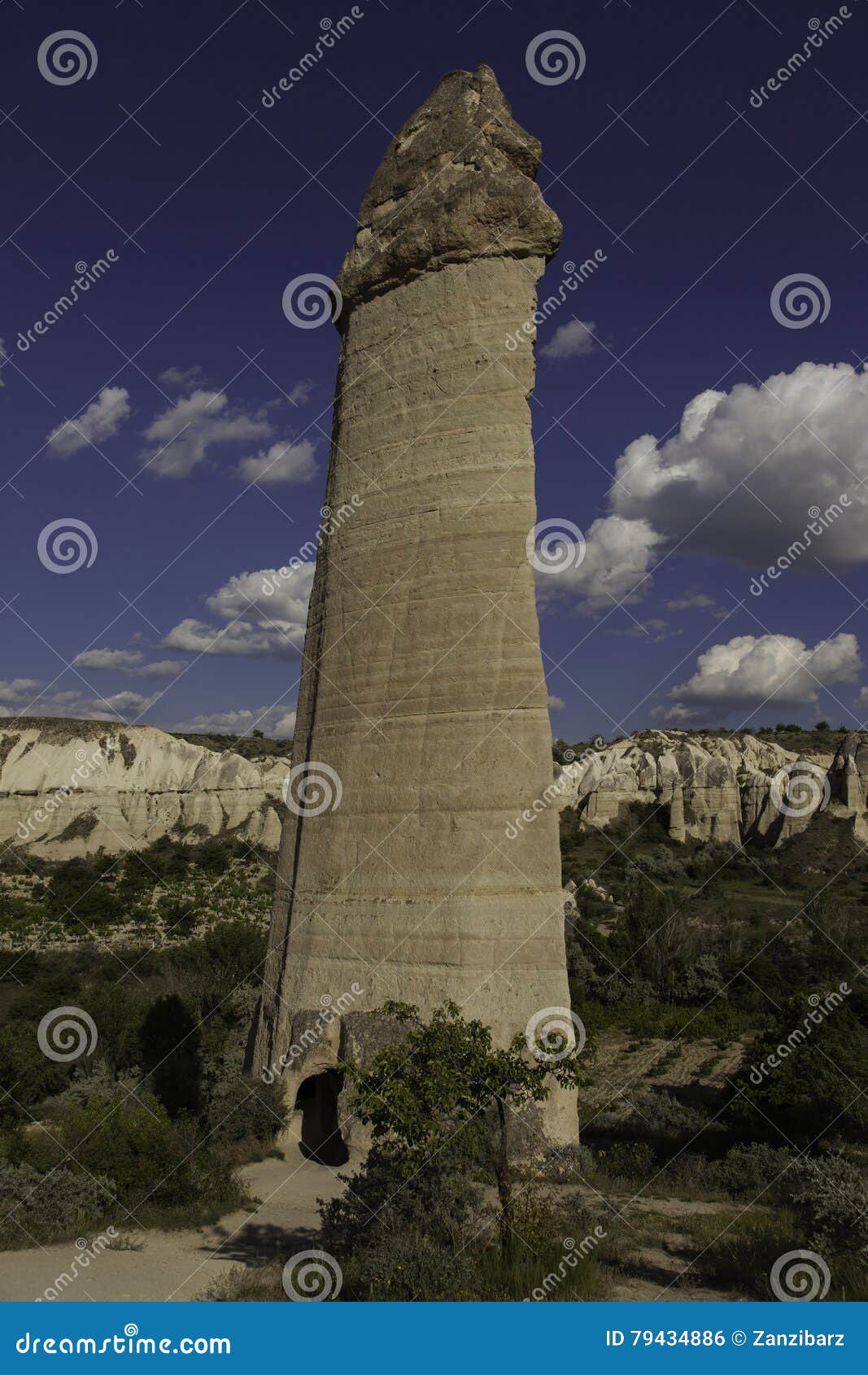 Erected Rock Pillars in Valley in Cappadocia, Turkey Stock Photo ...