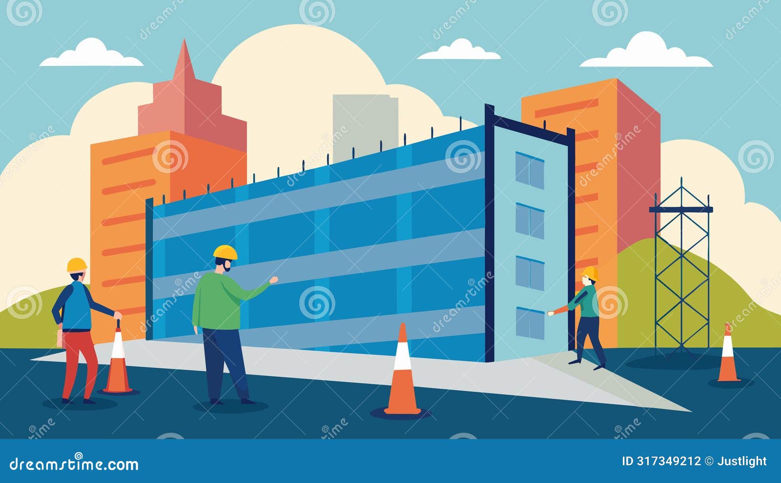 Highrise Construction Workers Depicted Through Abstract 3D Models ...