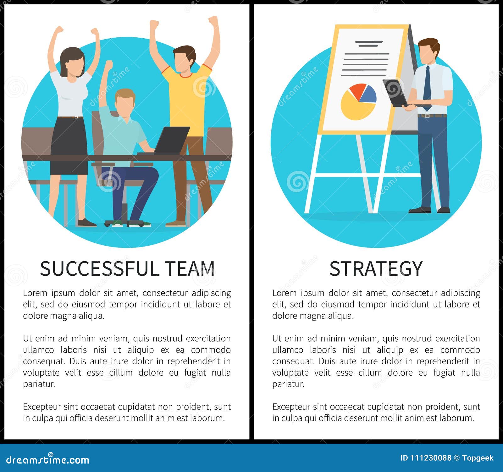 Erfolgreicher Team Strategy Set Vector Illustration Vektor Abbildung ...