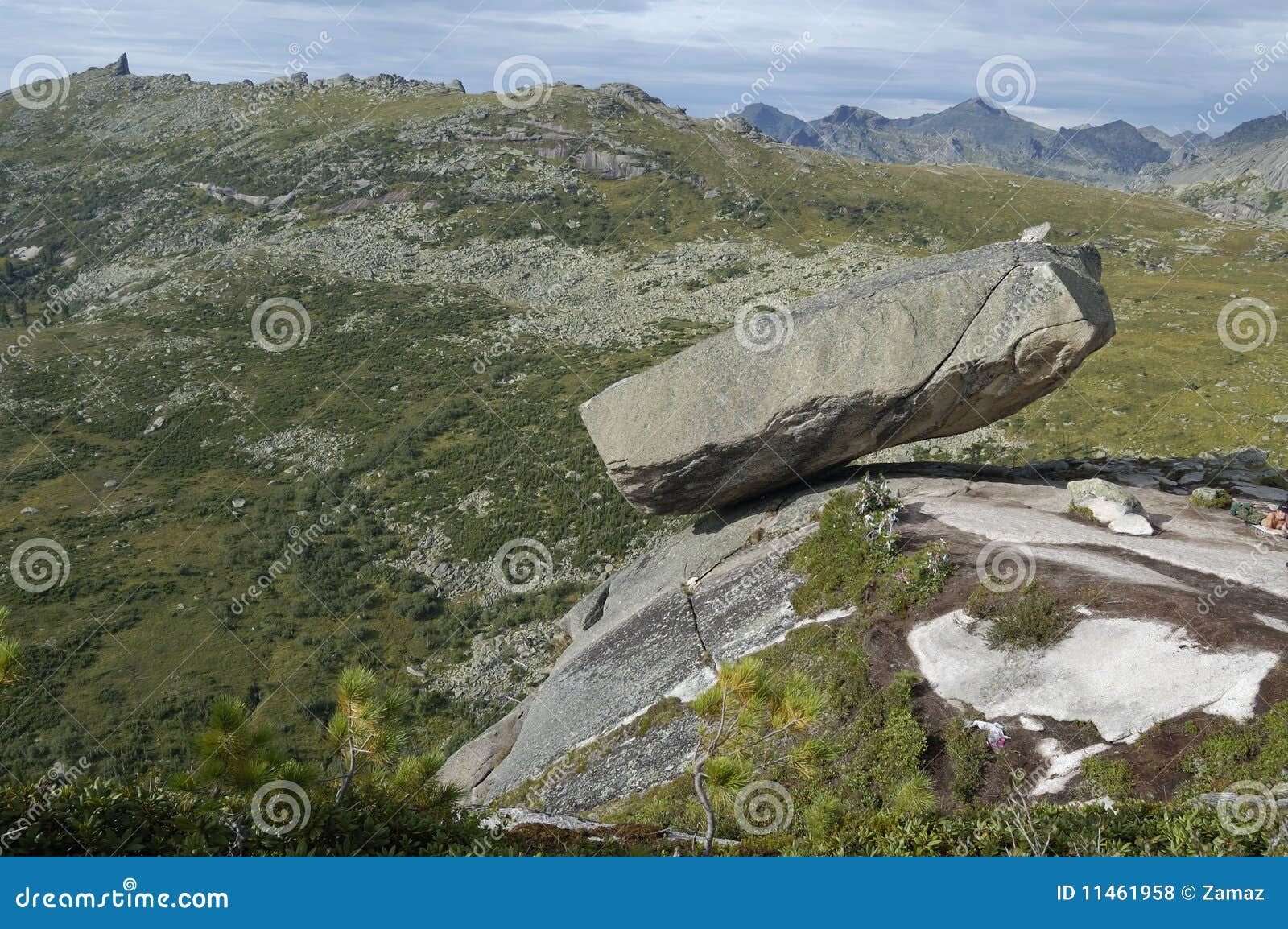 Ergaki National Park Mountains. Hanging Stone Stock Photo - Image of ...