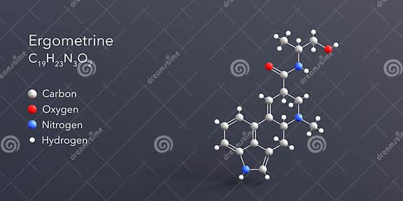 Ergometrine Molecule 3d Rendering, Flat Molecular Structure with ...