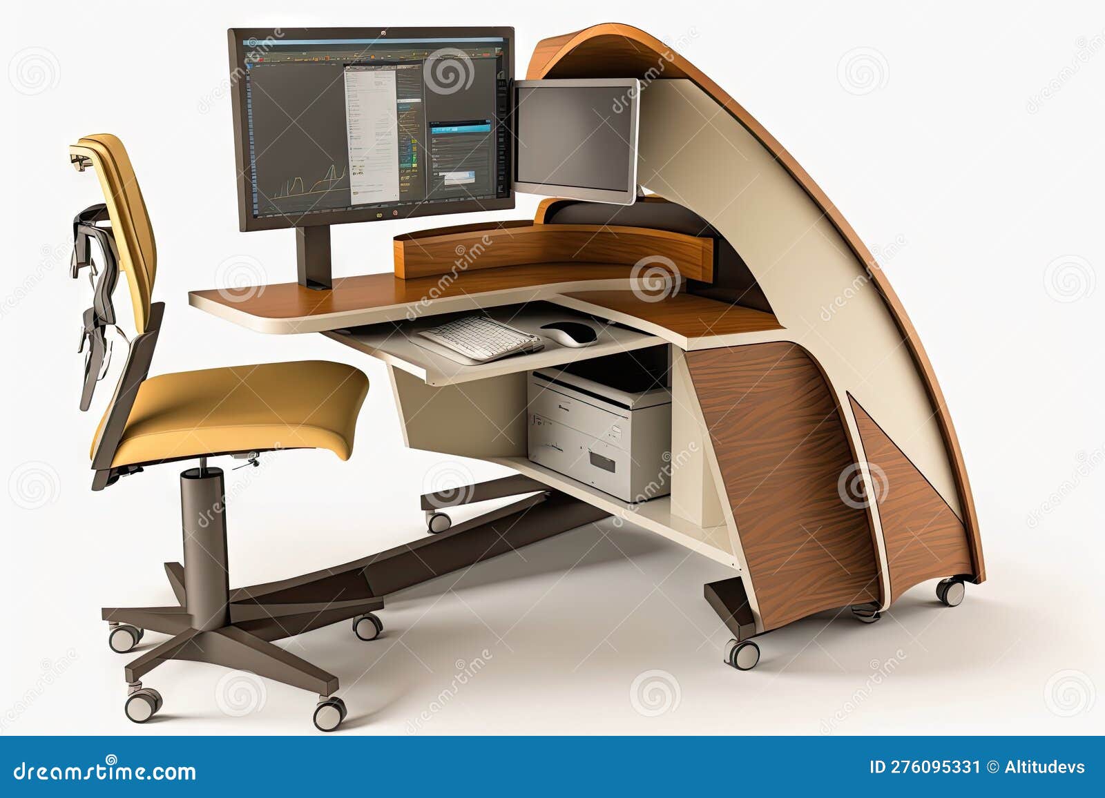 Ergonomic Desk For Working At Computer, Footrest Vector Illustration | CartoonDealer.com #240270642