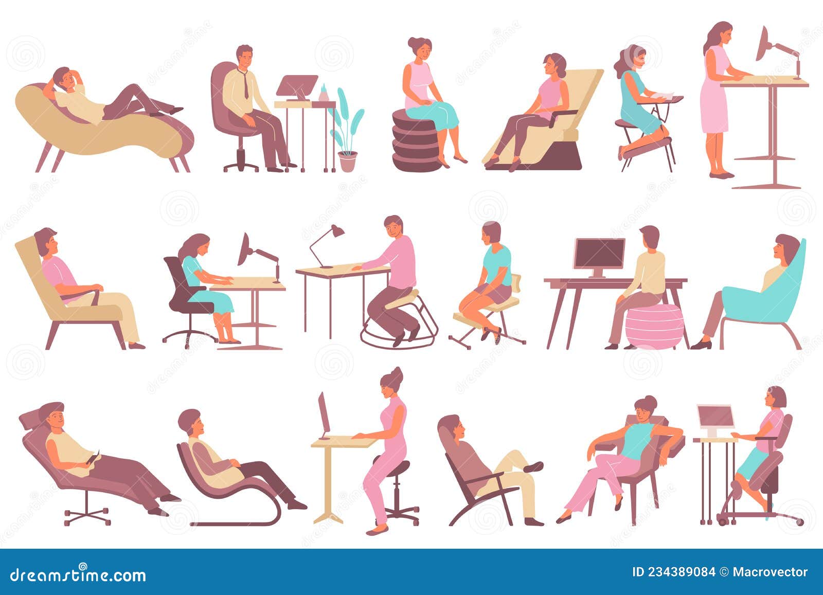 Ergonomic Furniture Set stock vector. Illustration of seat - 234389084