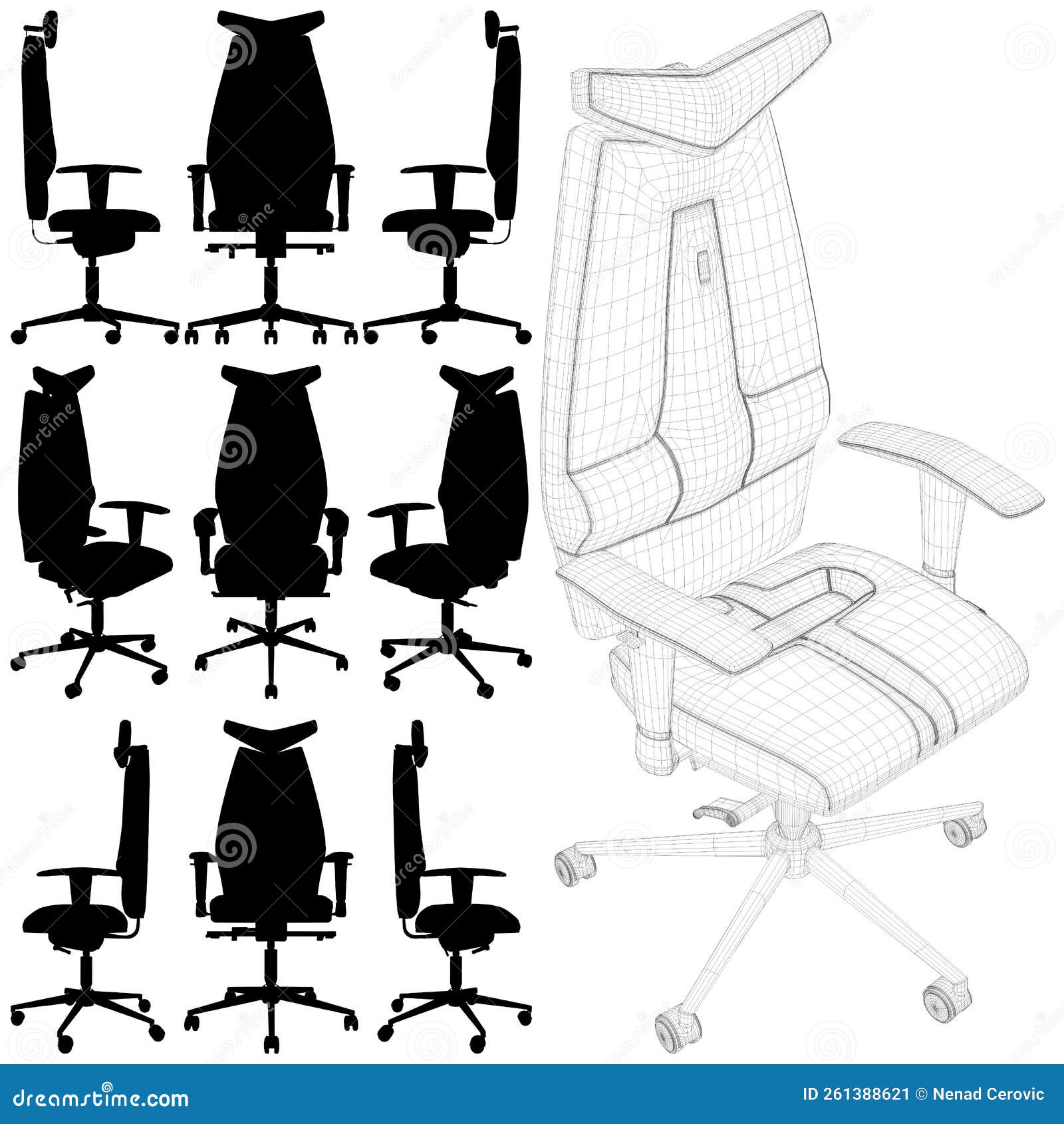 Ergonomic Office Chair Vector Illustration Isolated On White Background Stock Vector