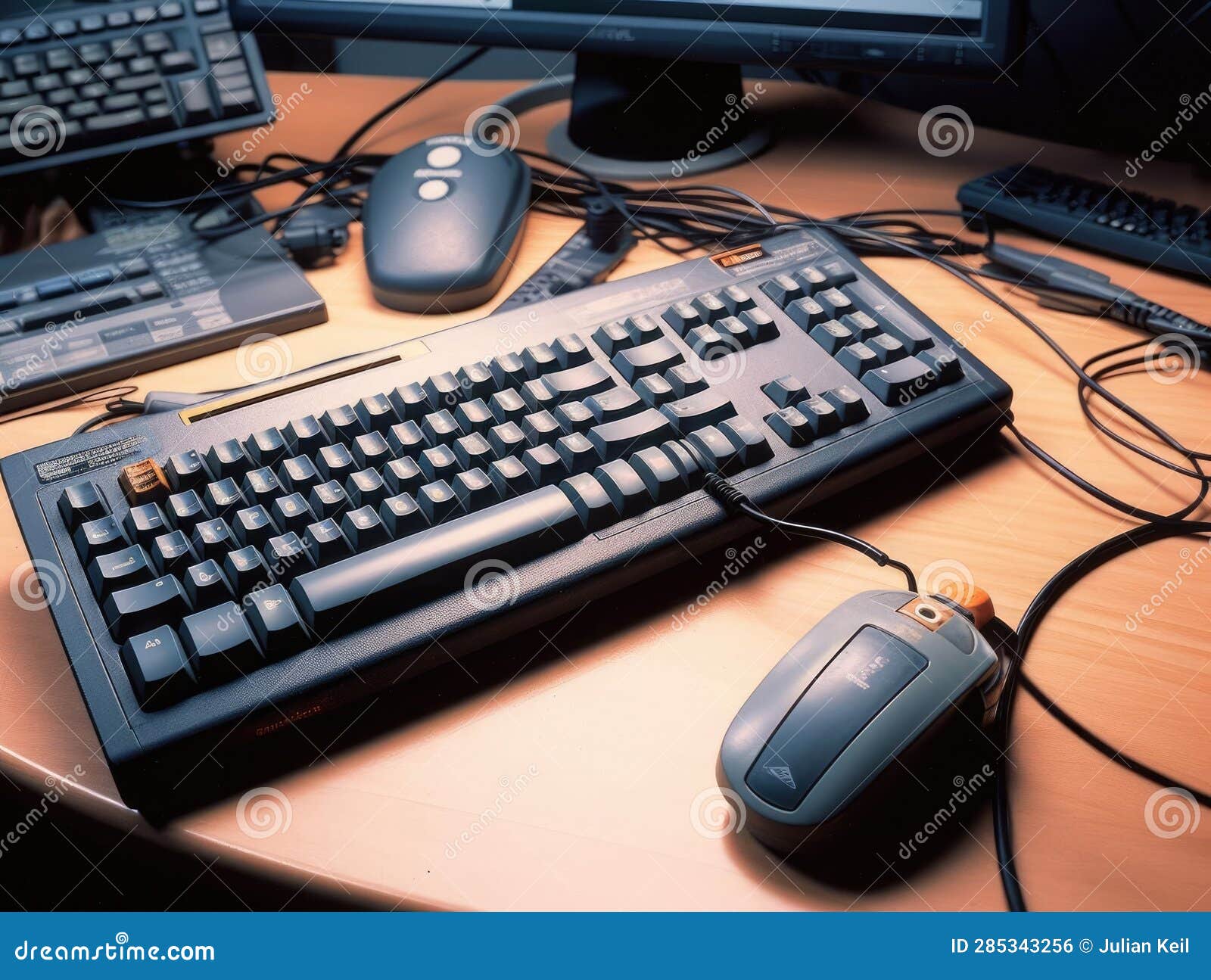 Ergonomic Office Setup with Mouse and Keyboard Stock Illustration ...