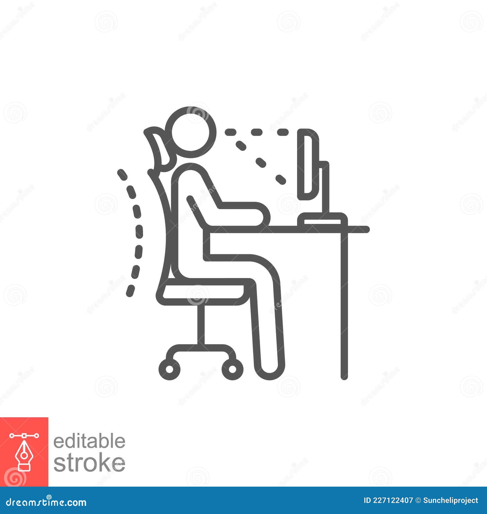 Ergonomic Workplace Icon. Computer Desk Workstation Infographic Cartoon ...