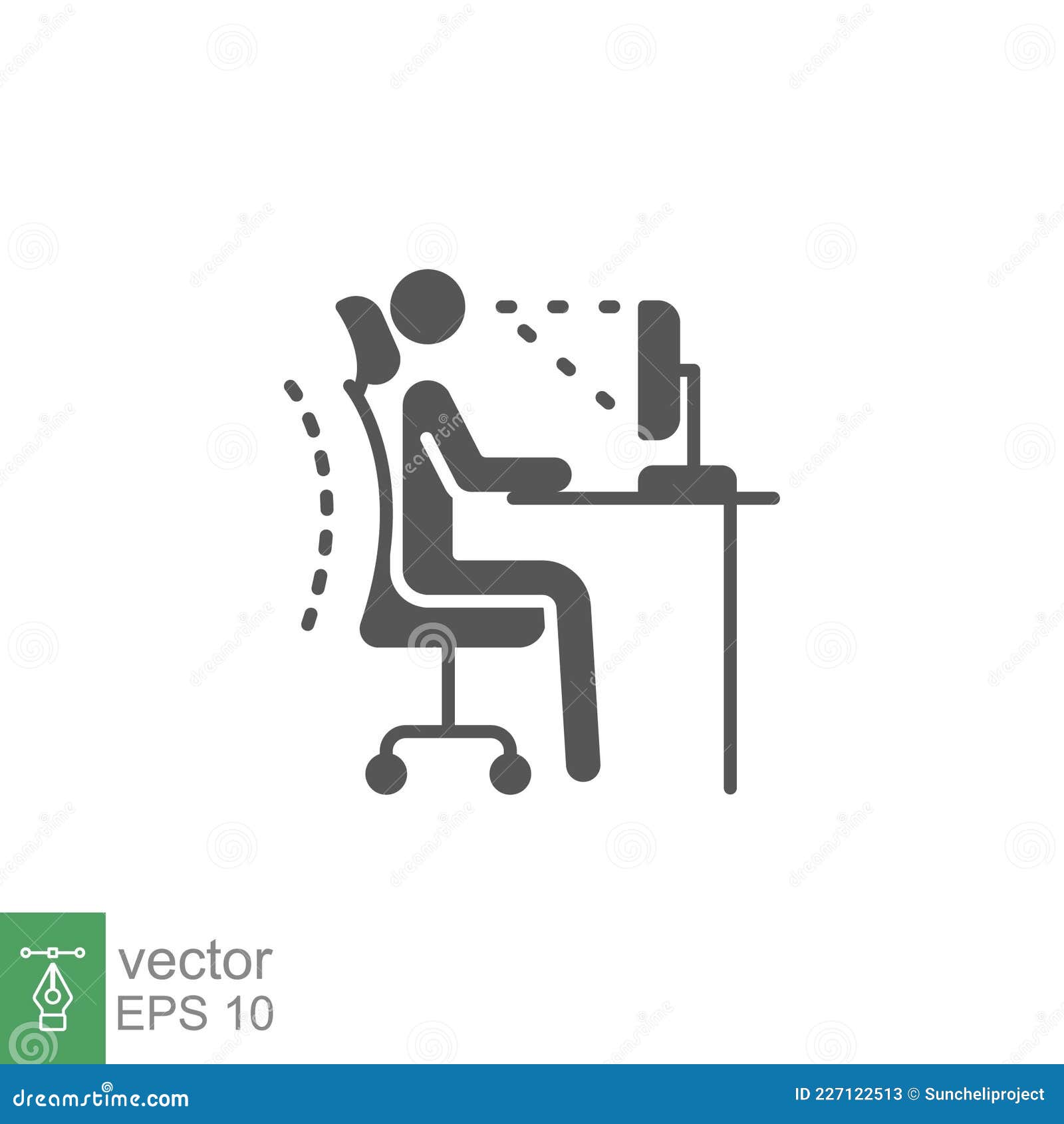 Ergonomic Workplace Icon. Computer Desk Workstation Infographic Cartoon ...