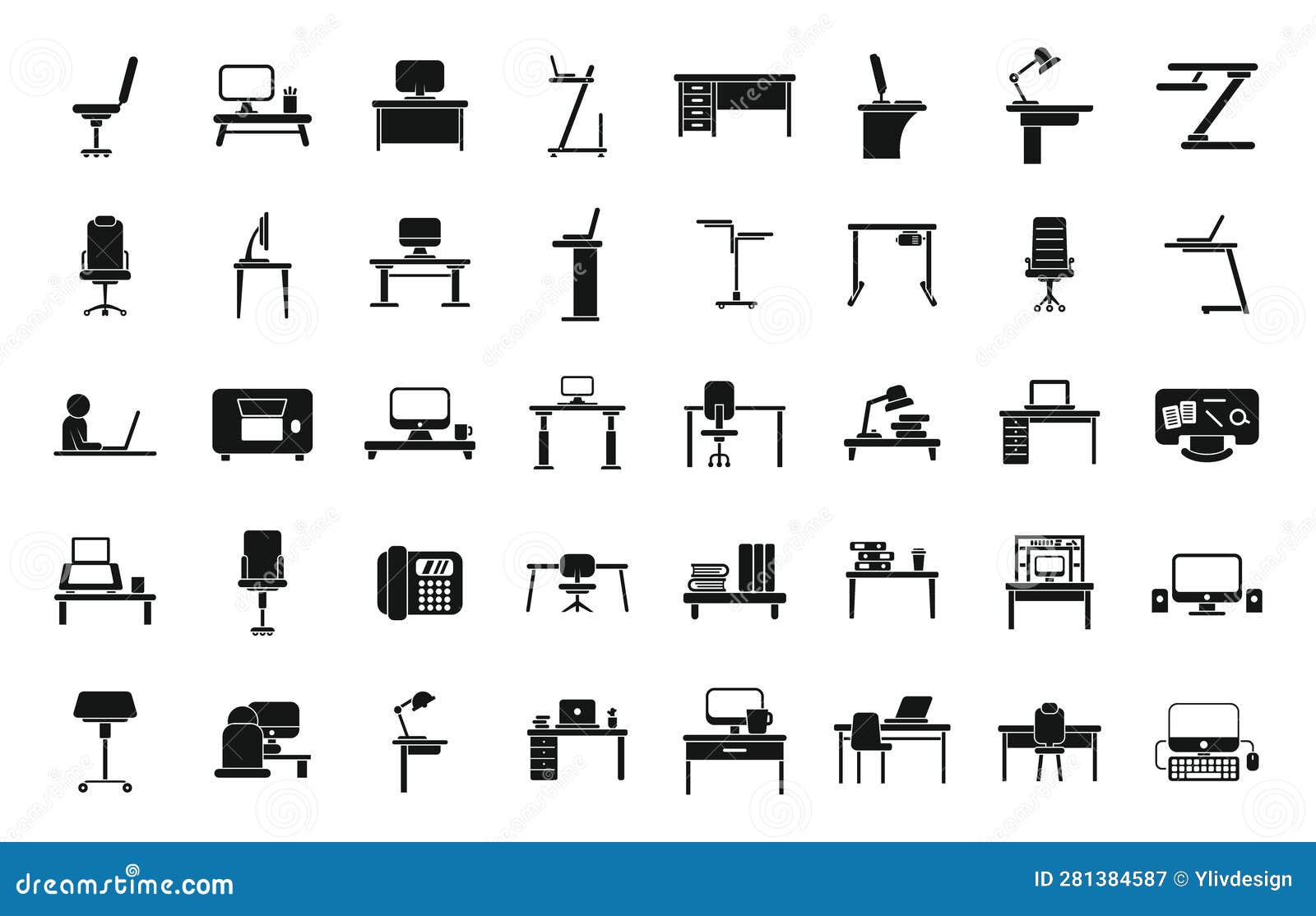 Ergonomic Workplace Icons Set Simple Vector. Body Chair Stock Vector ...