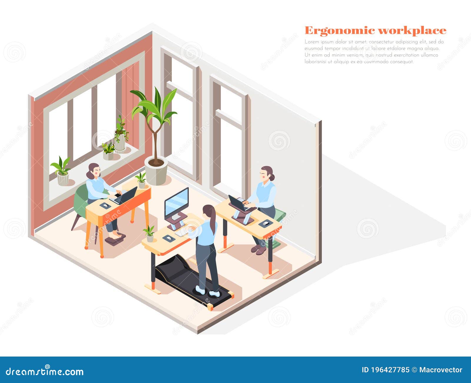Ergonomic Workplace Isometric Design Concept Stock Vector ...