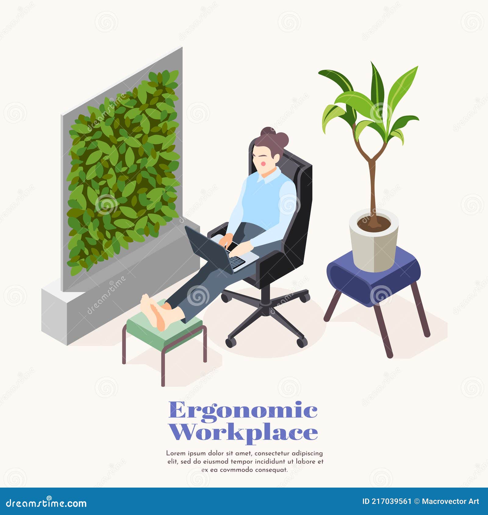 Ergonomic Workplace Icon. Computer Desk Workstation Infographic Cartoon ...