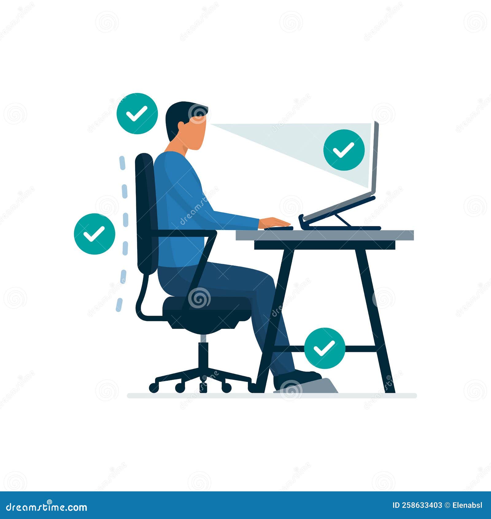 Ergonomic Workspace: Proper Sitting Posture At Desk Cartoon Vector ... Ergonomic Workspace: Proper Sitting Posture At Desk Cartoon Vector ...