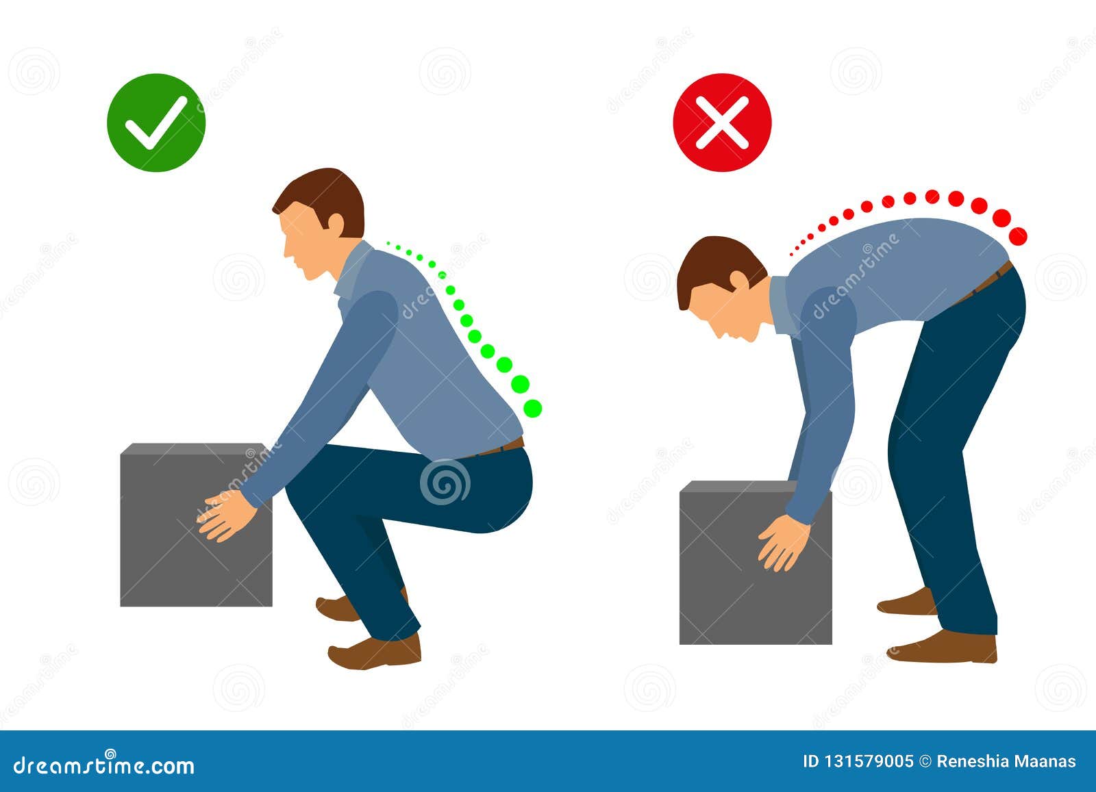 Ergonomics - Correct Posture To Lift a Heavy Object Stock Illustration ... Ergonomics - Correct Posture To Lift a Heavy Object Stock Illustration ...