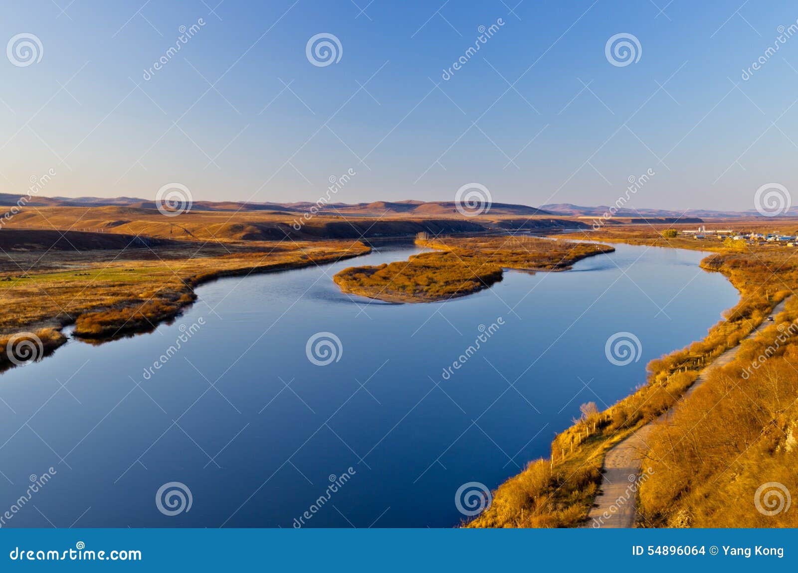 The Ergun River at sunset stock photo. Image of bend - 54896064