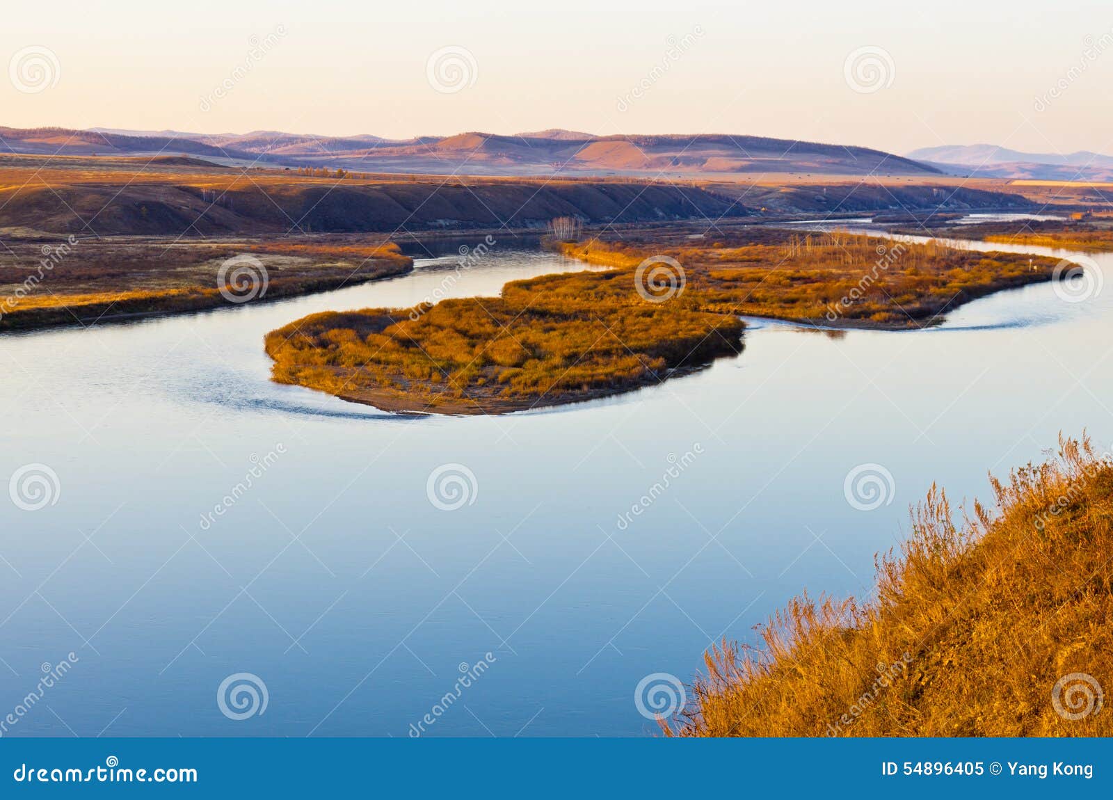 The Ergun River at sunset stock image. Image of clear - 54896405