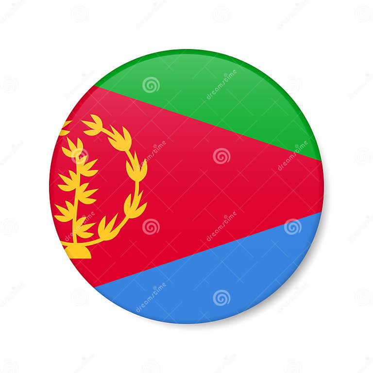 Eritrea Circle Button Icon Eritrean Round Badge Flag 3d Realistic