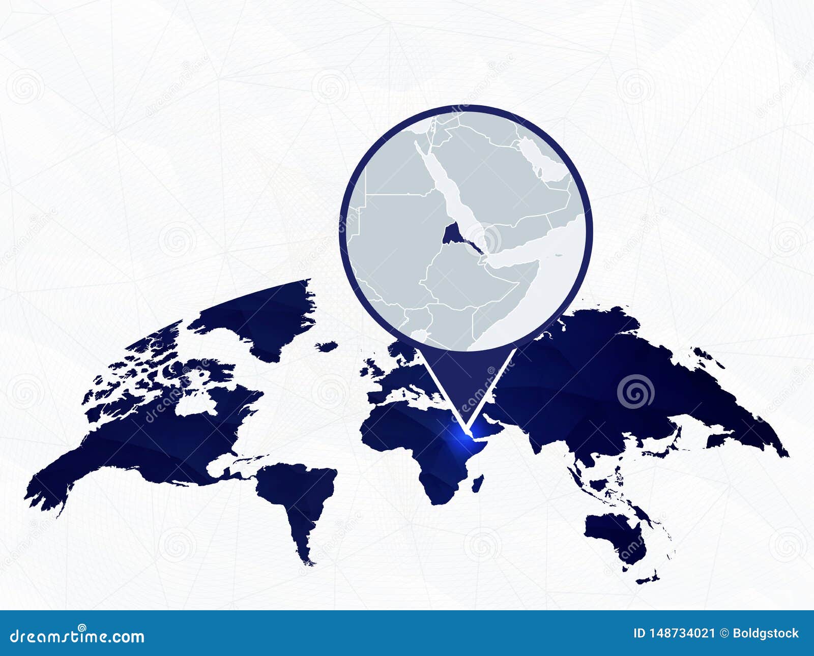 Eritrea Detailed Map Highlighted on Blue Rounded World Map Stock Vector ... Eritrea Detailed Map Highlighted on Blue Rounded World Map Stock Vector ...